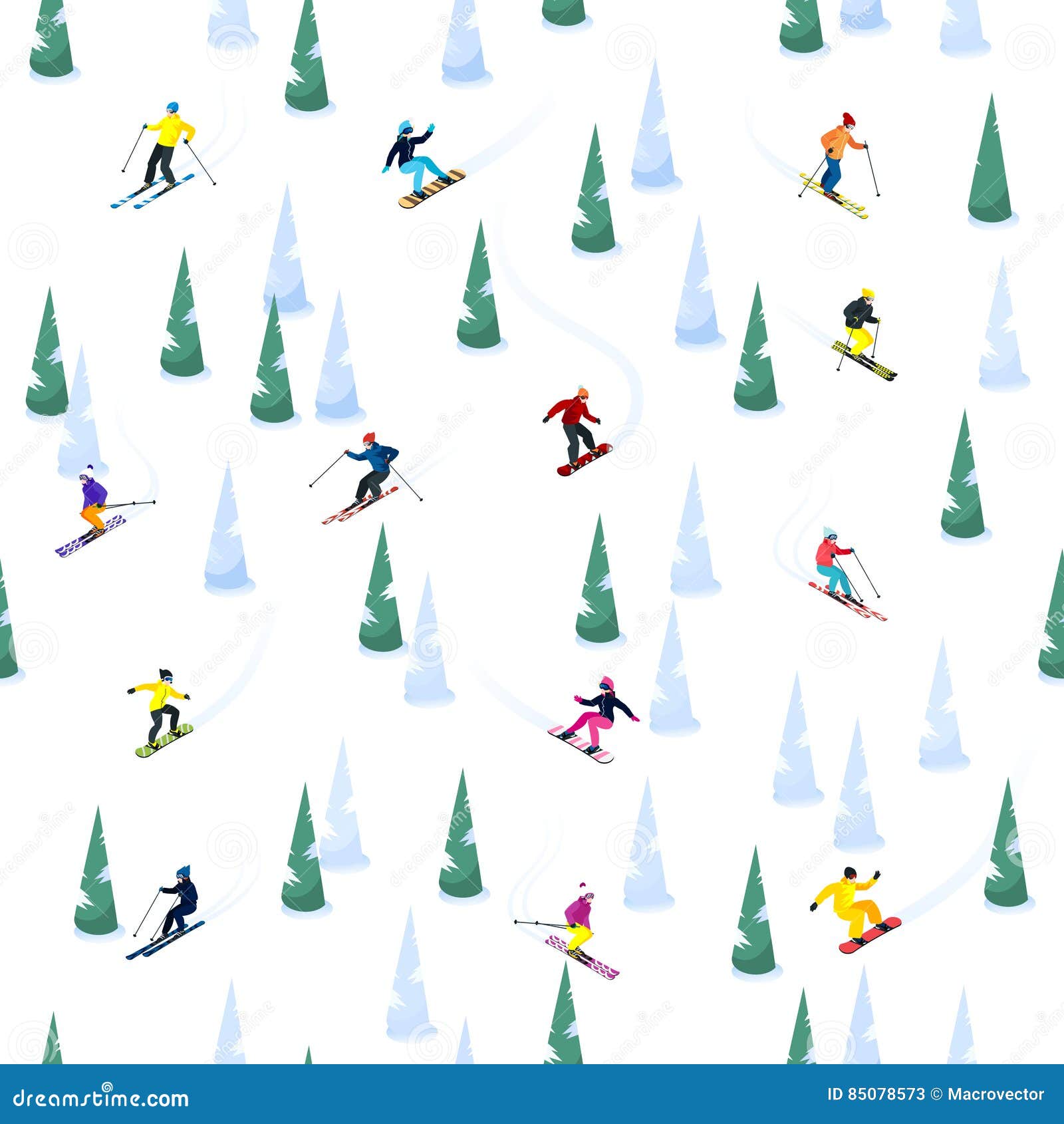 Ski Hill Seamless Pattern stock vector. Illustration of vector - 85078573