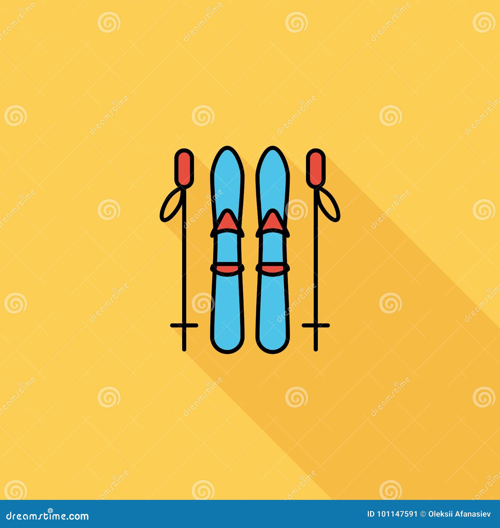 Ski icon stock vector. Illustration of equipment, symbol - 101147591