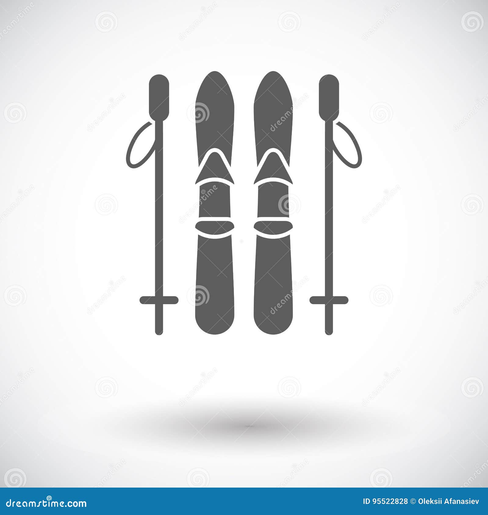 Ski icon stock vector. Illustration of skiing, black - 95522828