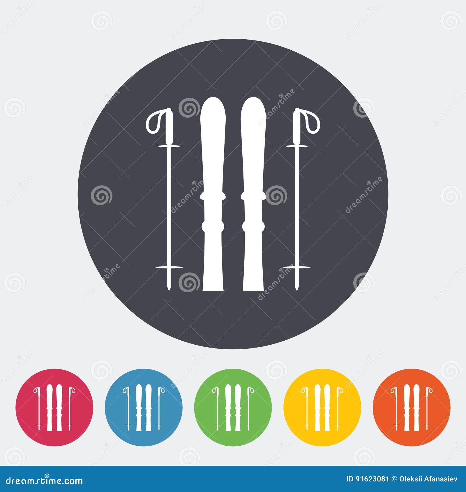 Ski icon stock vector. Illustration of stick, silhouette - 91623081