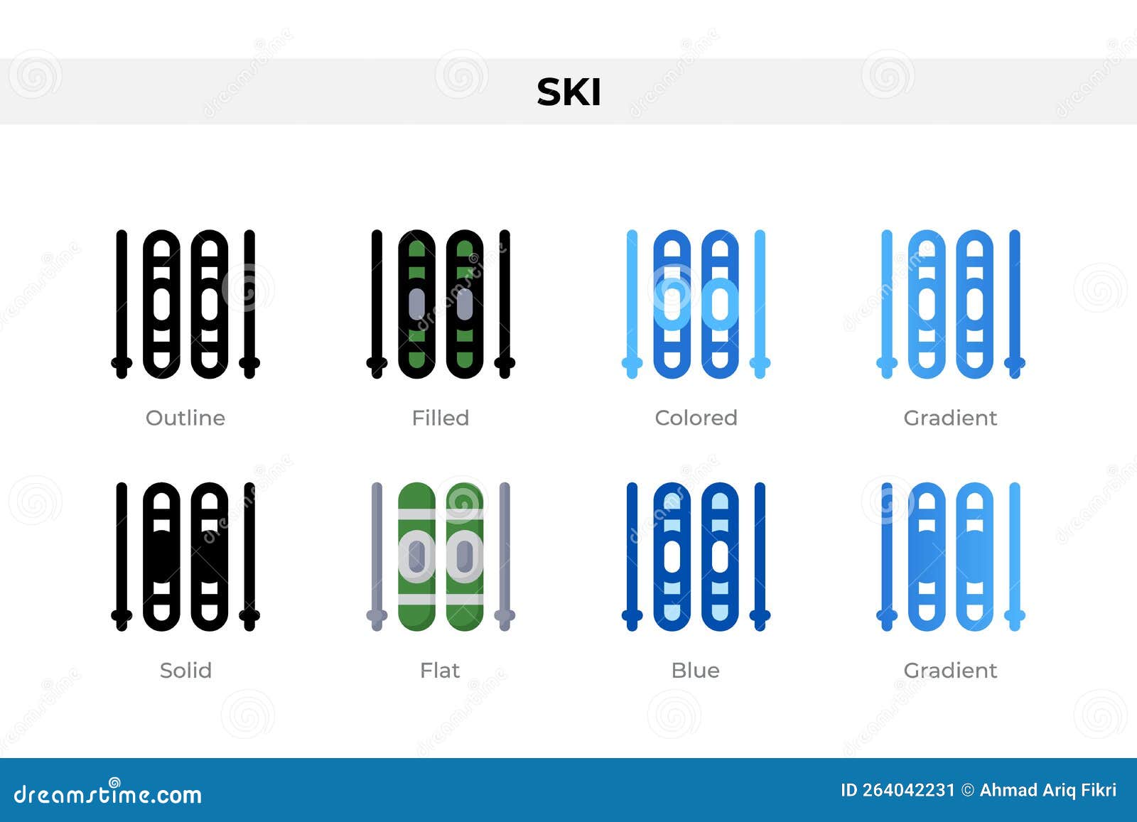 Ski Icons in Different Style. Ski Icons Set. Holiday Symbol. Different ...