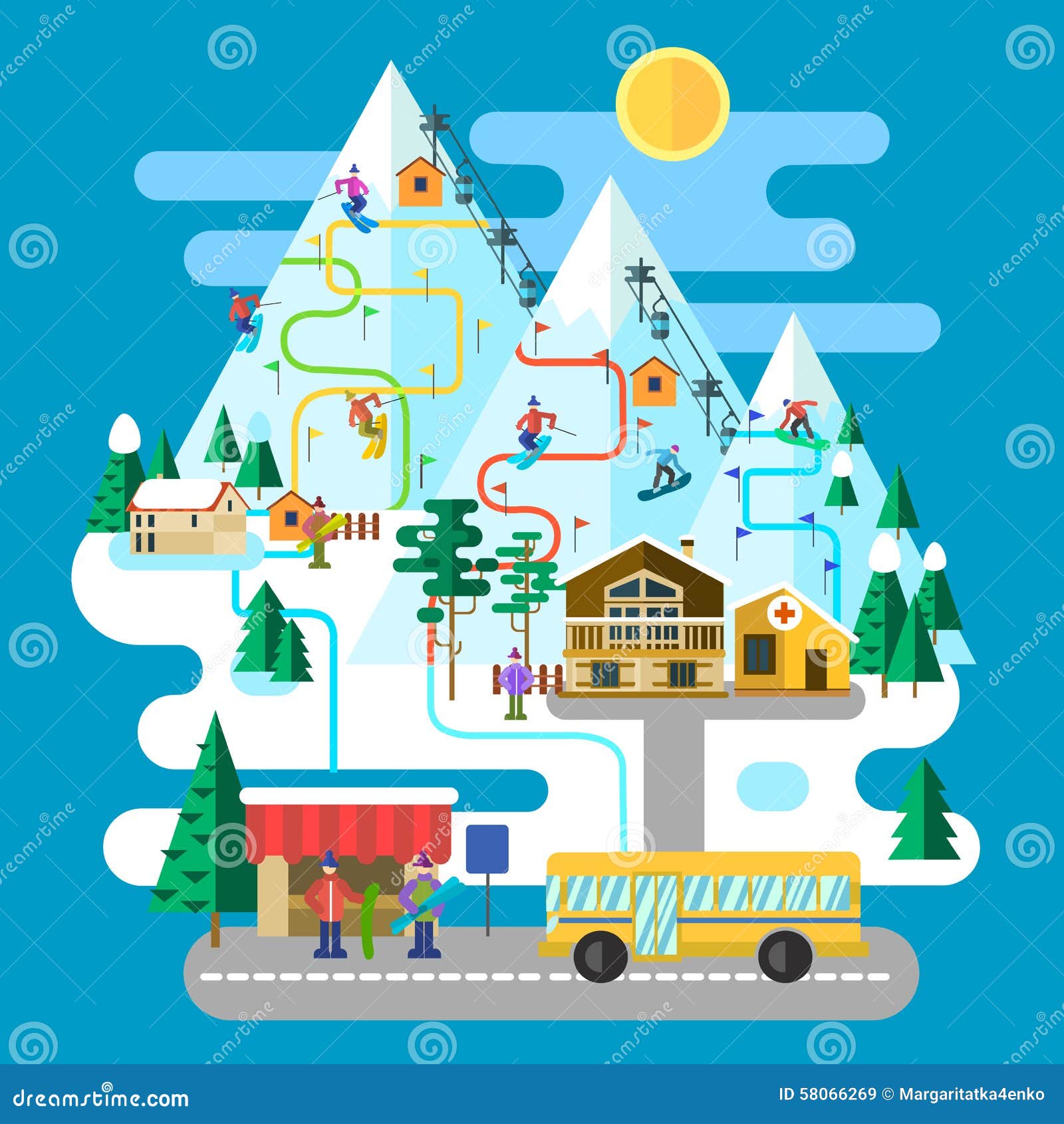Ski Infographic Cartoon Vector | CartoonDealer.com #58066269