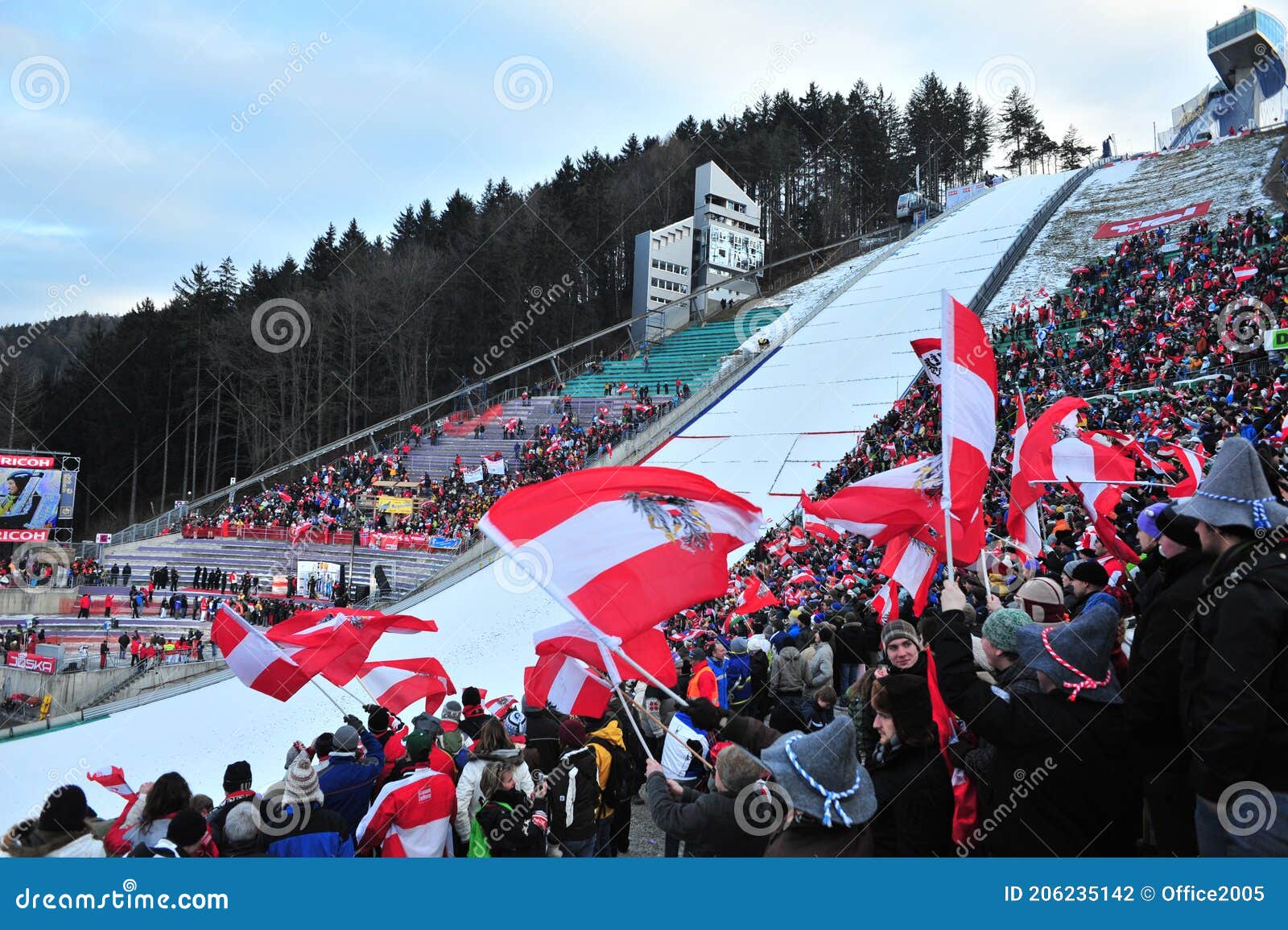 Ski Jump at Stadium Bergisel Editorial Photography - Image of snow ...