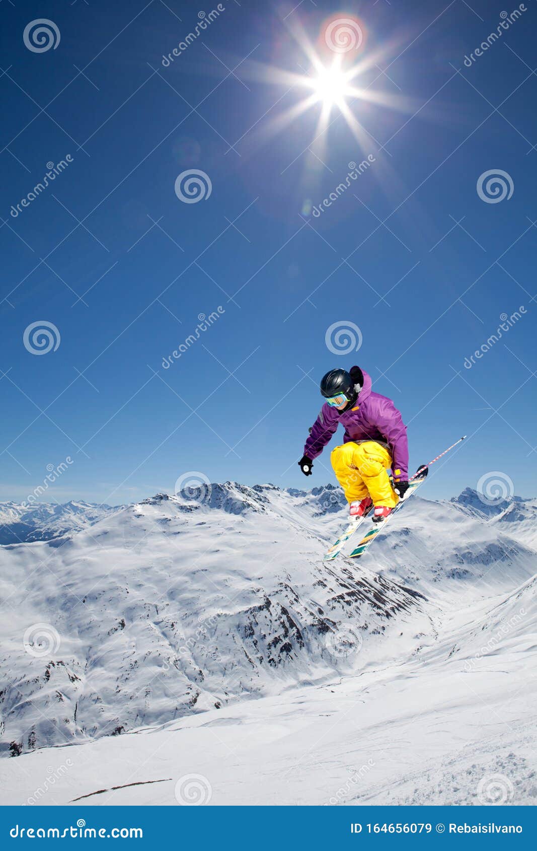 Ski Jump with Sun in the Alps Stock Image - Image of acrobatic, cross ...