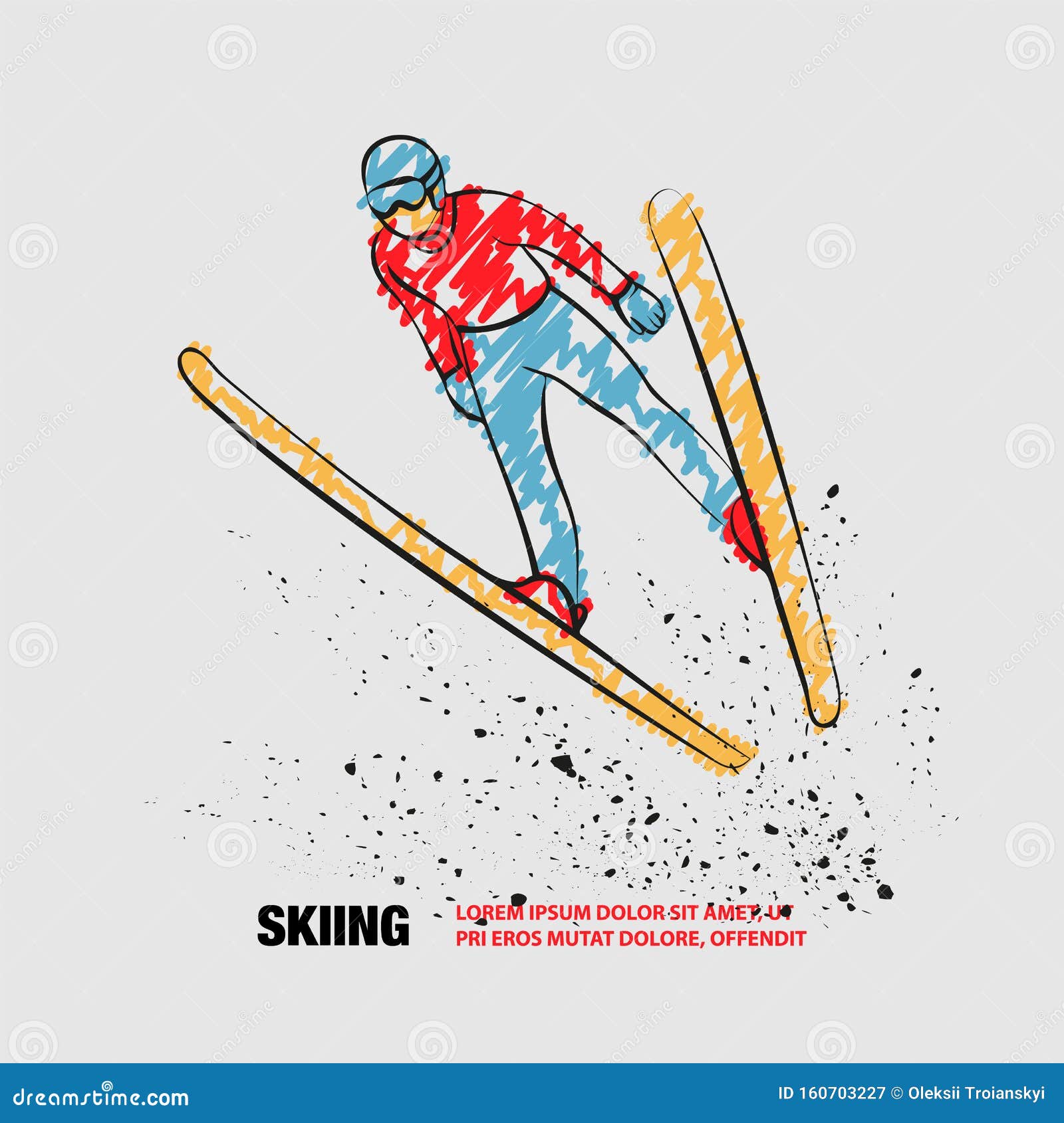 Ski Jumping Athlete in Fly Position. Vector Outline of Ski Jumping with ...