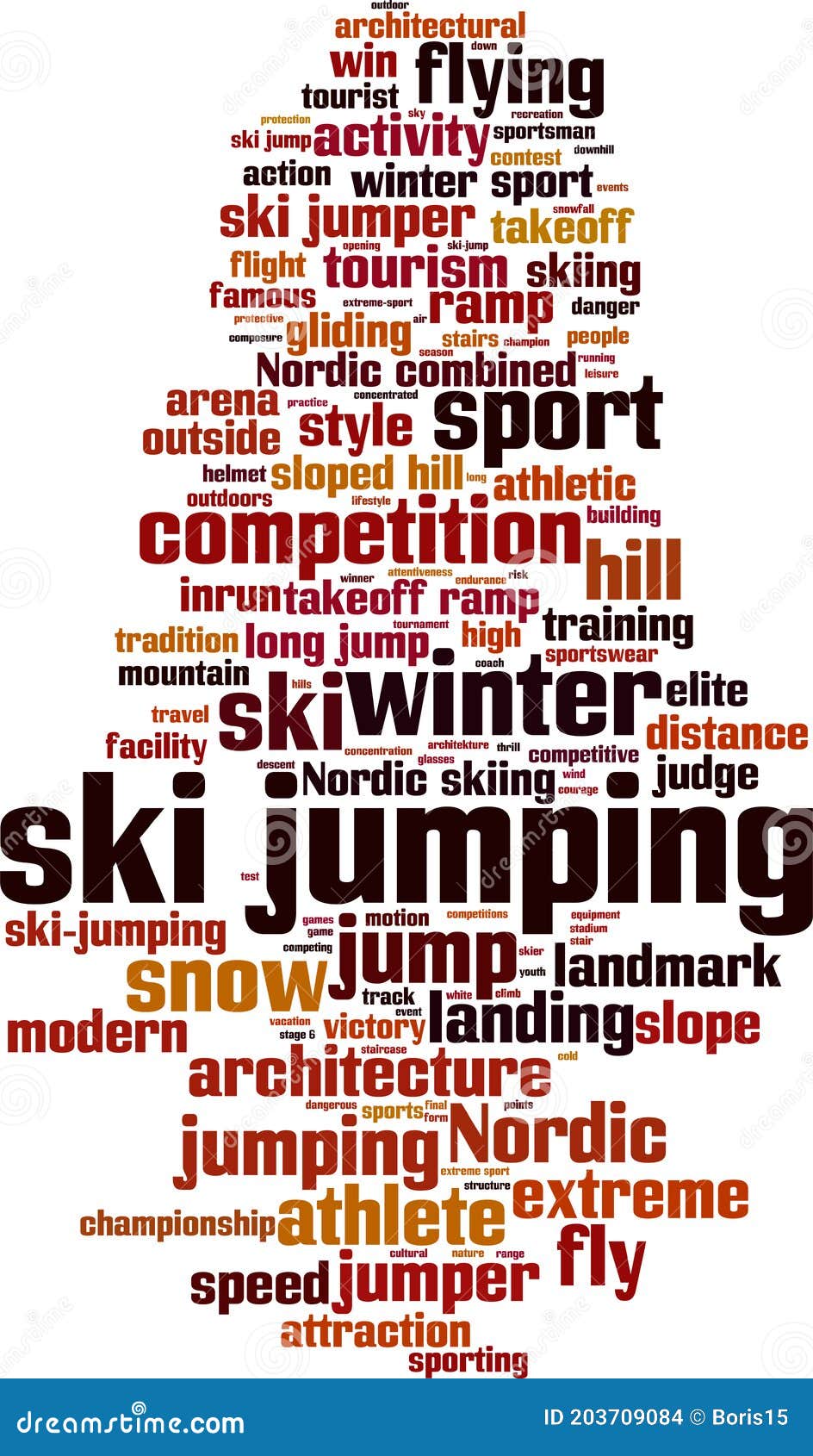 Ski jumping word cloud stock vector. Illustration of hill - 203709084
