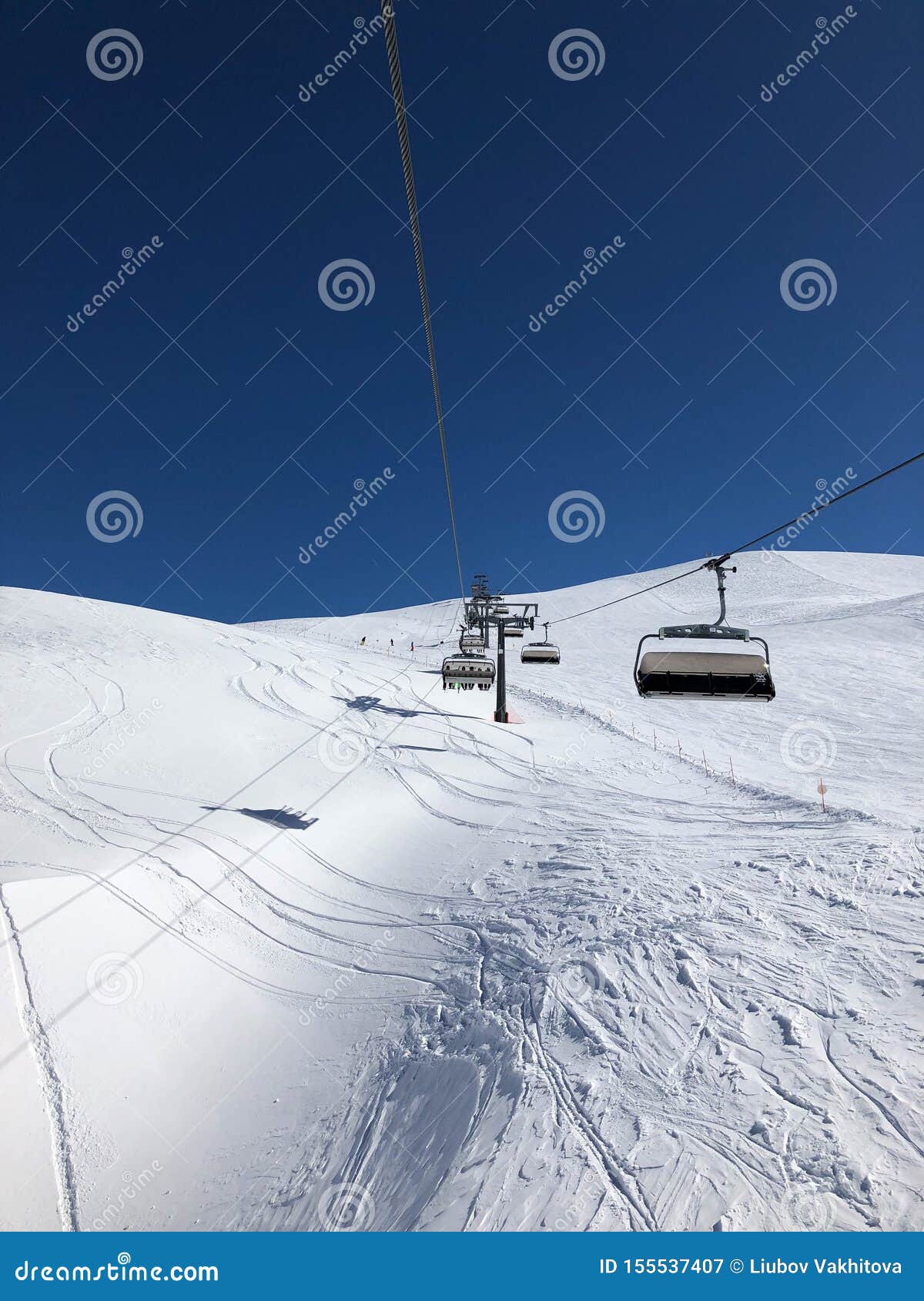 Ski lift above slope stock image. Image of active, rocky - 155537407