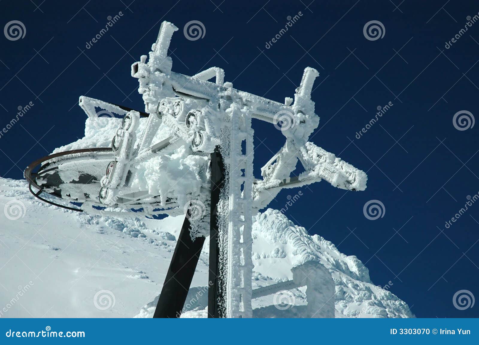 Ski lift covered with snow stock photo. Image of white - 3303070