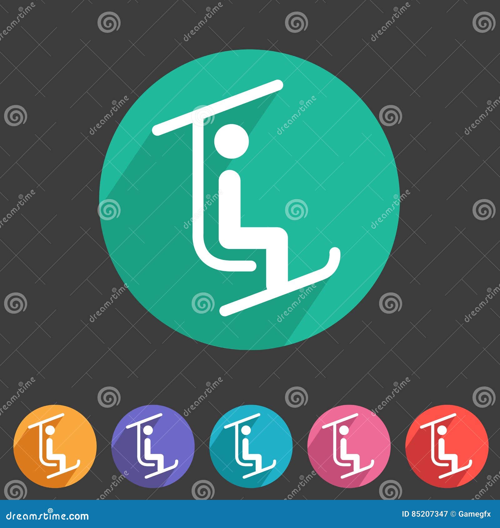 Ski Lift Icon Flat Web Sign Symbol Logo Label Stock Vector ...