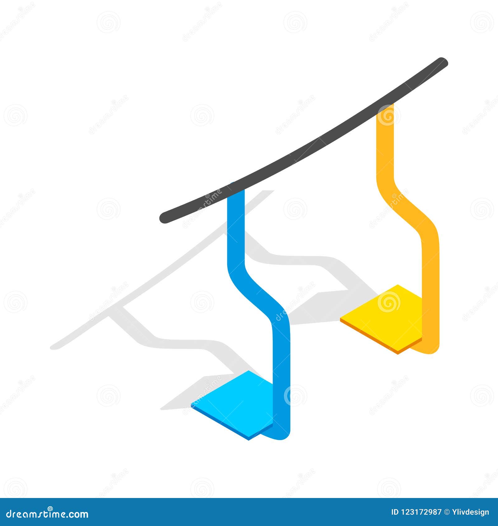 Ski Lift Icon, Isometric 3d Style Stock Illustration - Illustration of ...