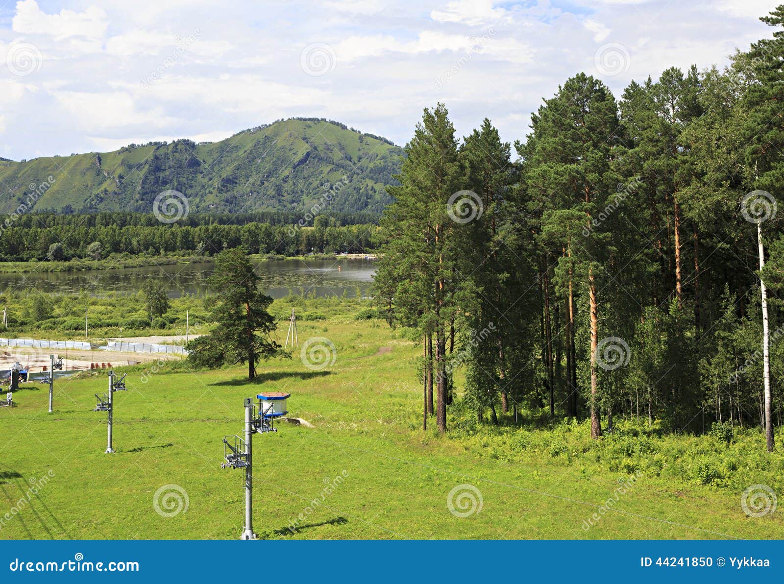Ski Lift at the Lake Manzherok. Stock Photo - Image of russia, lifts ...