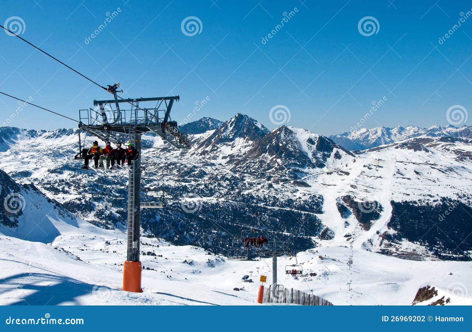 Ski Lift and the Mountains in Andorra Stock Photo - Image of skier ...