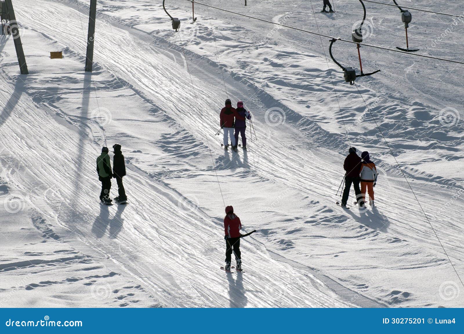 T Bar Ski Lift Pulling Skier Up the Slope Stock Image - Image of ...