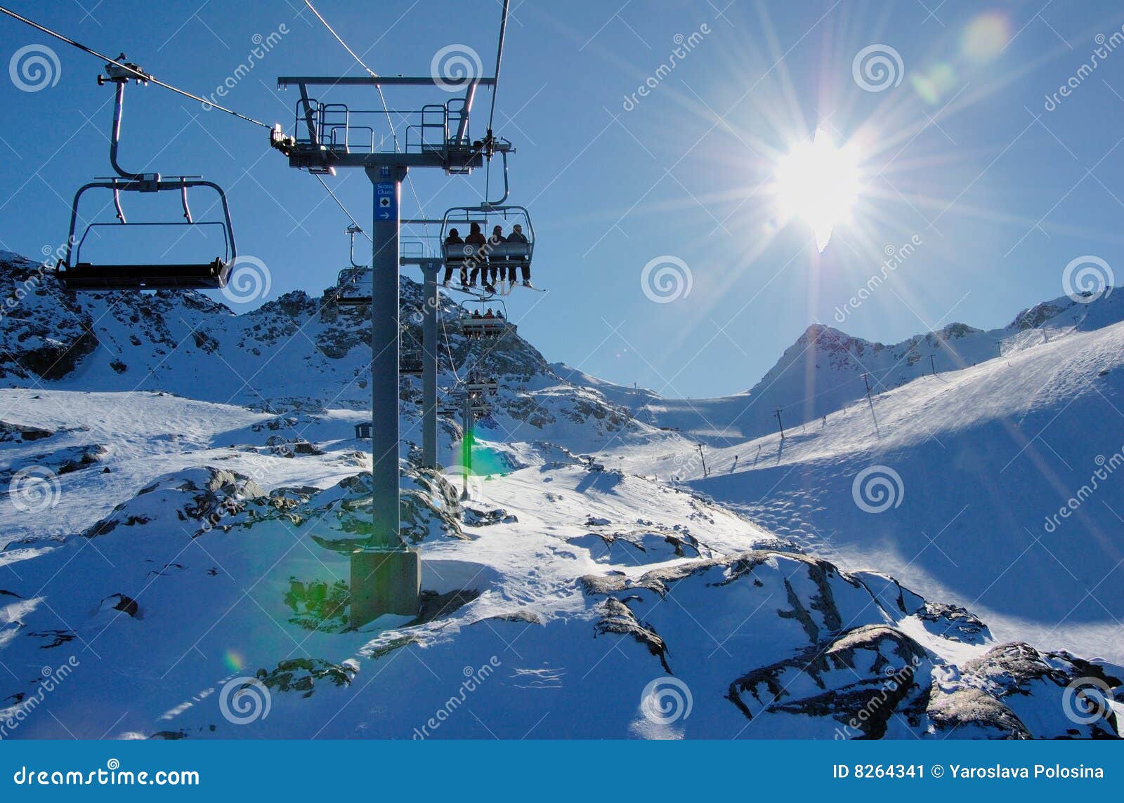 Ski Lift and Slope on the Mountain Stock Image - Image of weather ...