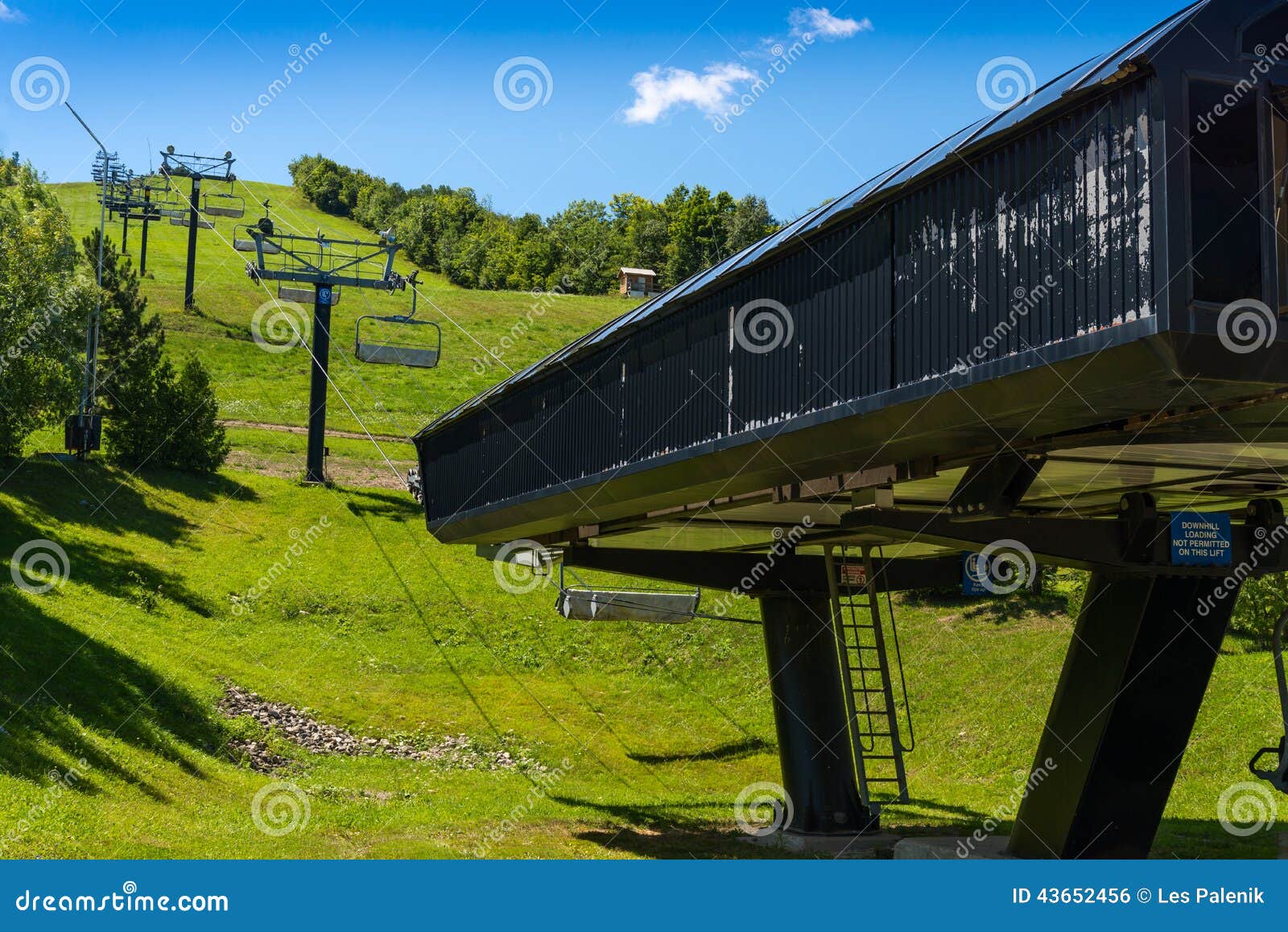 Ski lift in the summer stock photo. Image of meadow, hill - 43652456