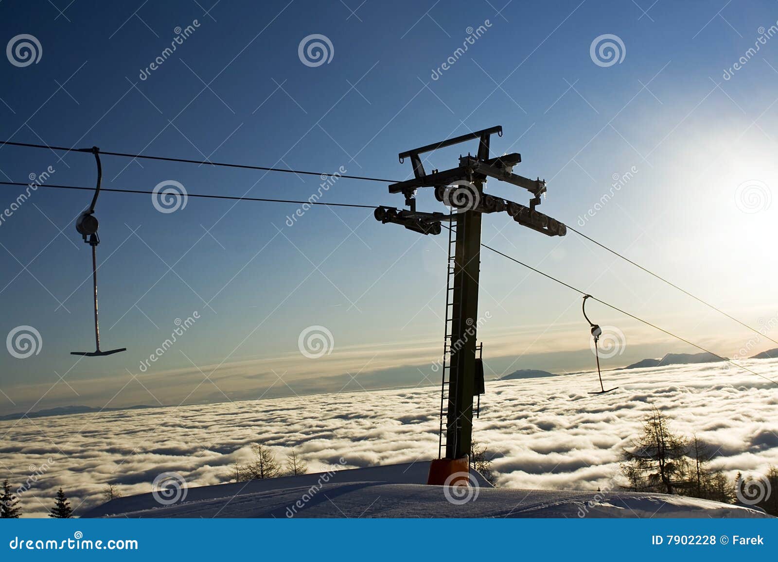 Ski lift at sunset stock photo. Image of tall, cloudscape - 7902228