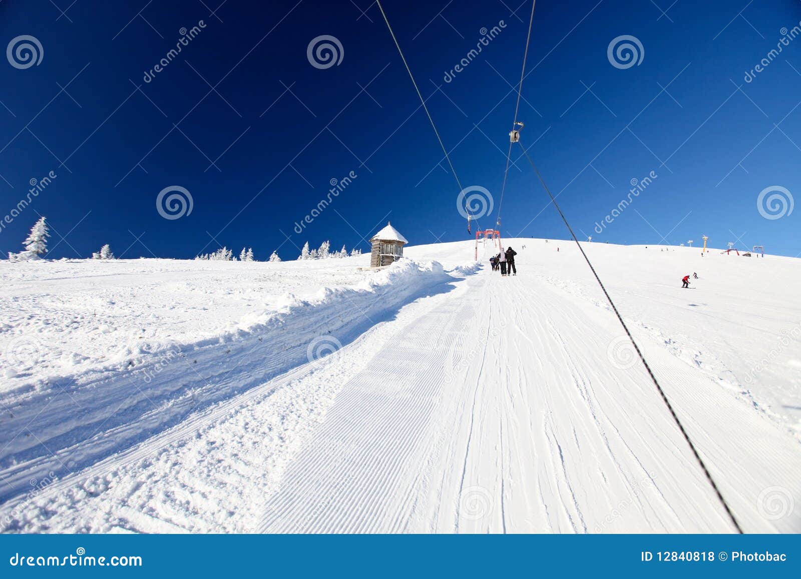 Ski-lift to Mountain Top stock photo. Image of elevator - 12840818