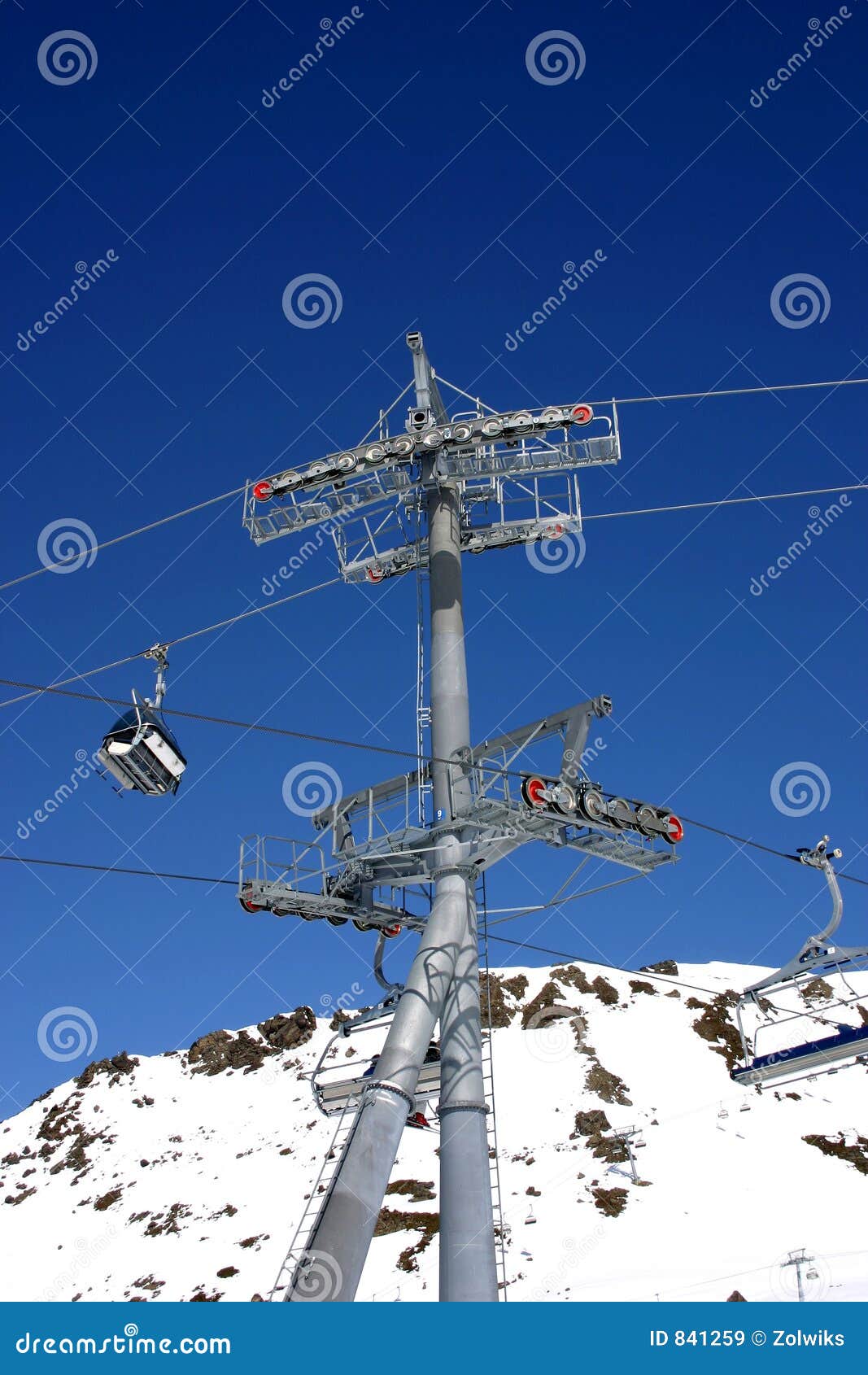 Ski lift tower stock image. Image of mountain, lift, cloud - 841259