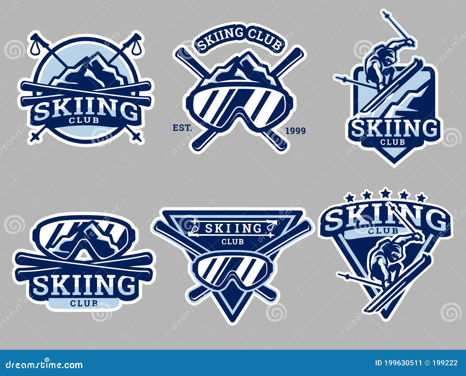 Ski Logo and Badge Set Image Stock Illustration - Illustration of camp ...