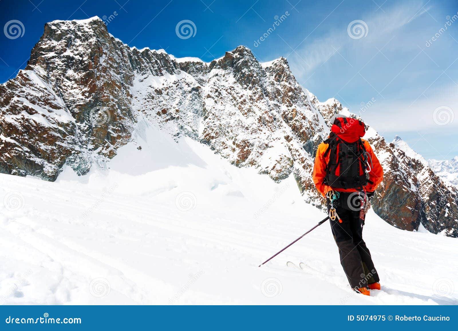 Ski mountaineer stock image. Image of jacket, guide, frozen - 5074975