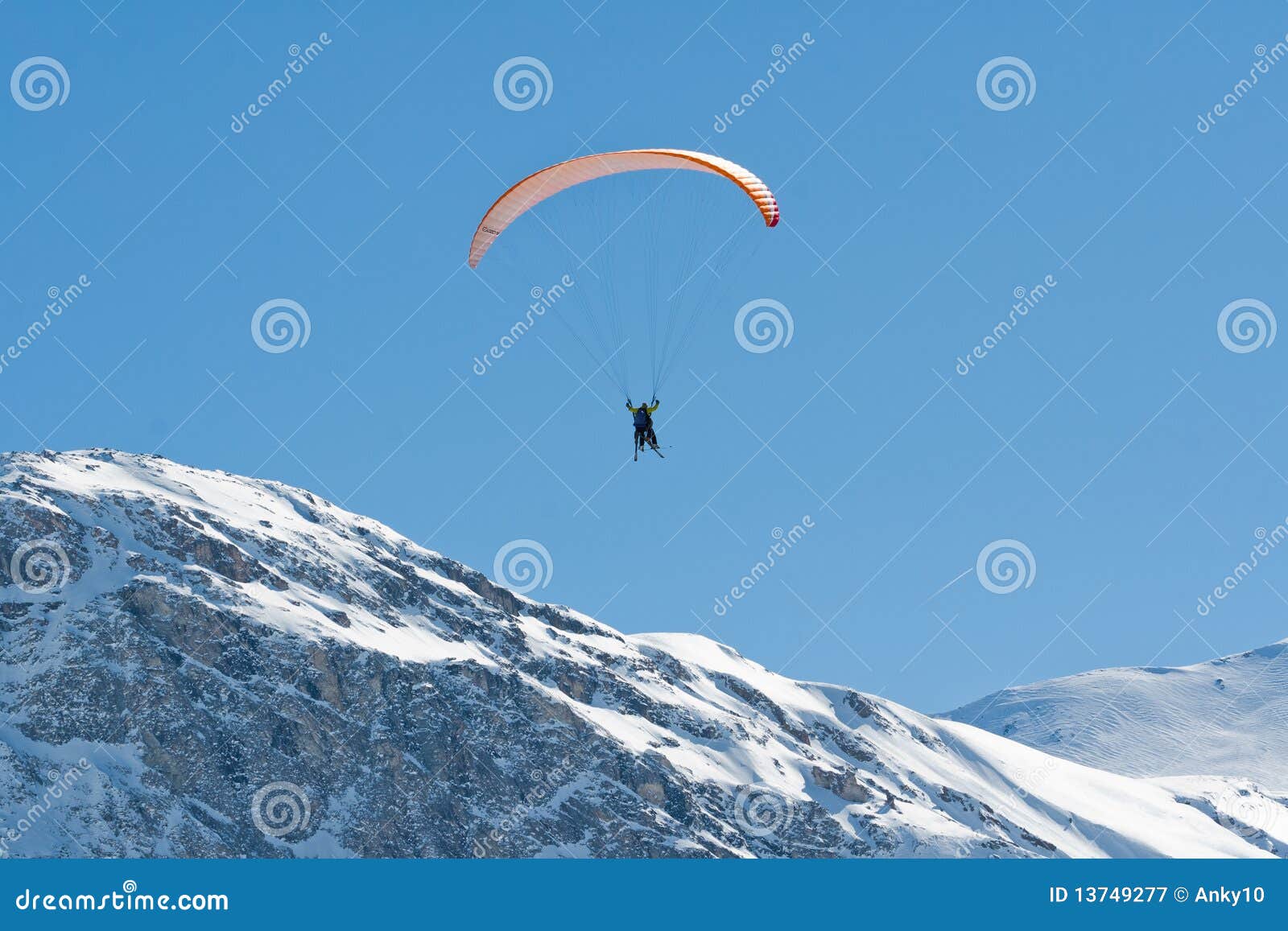 Ski Paragliding stock image. Image of journey, glacier - 13749277