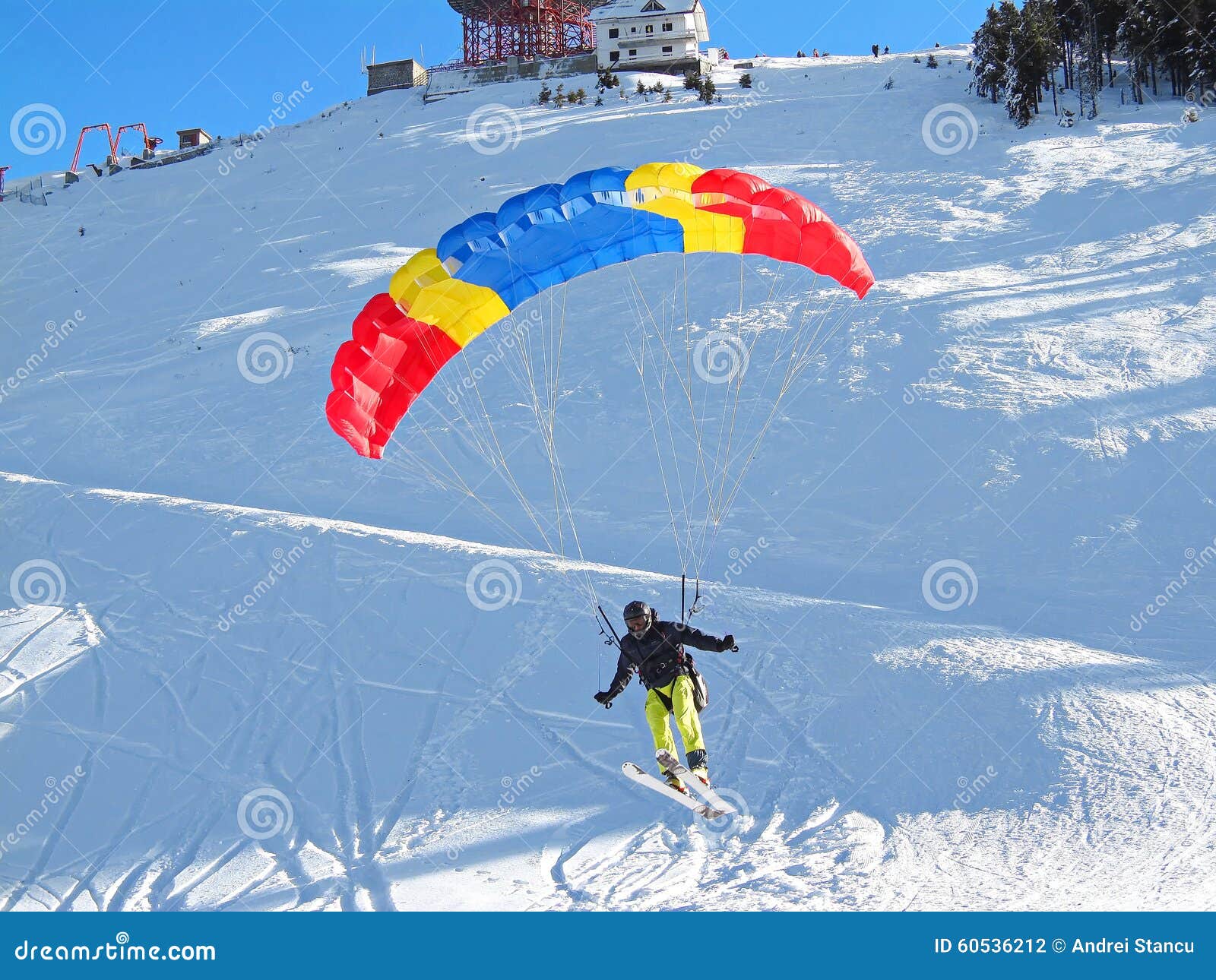Ski Paragliding stock photo. Image of skier, active, romania - 60536212