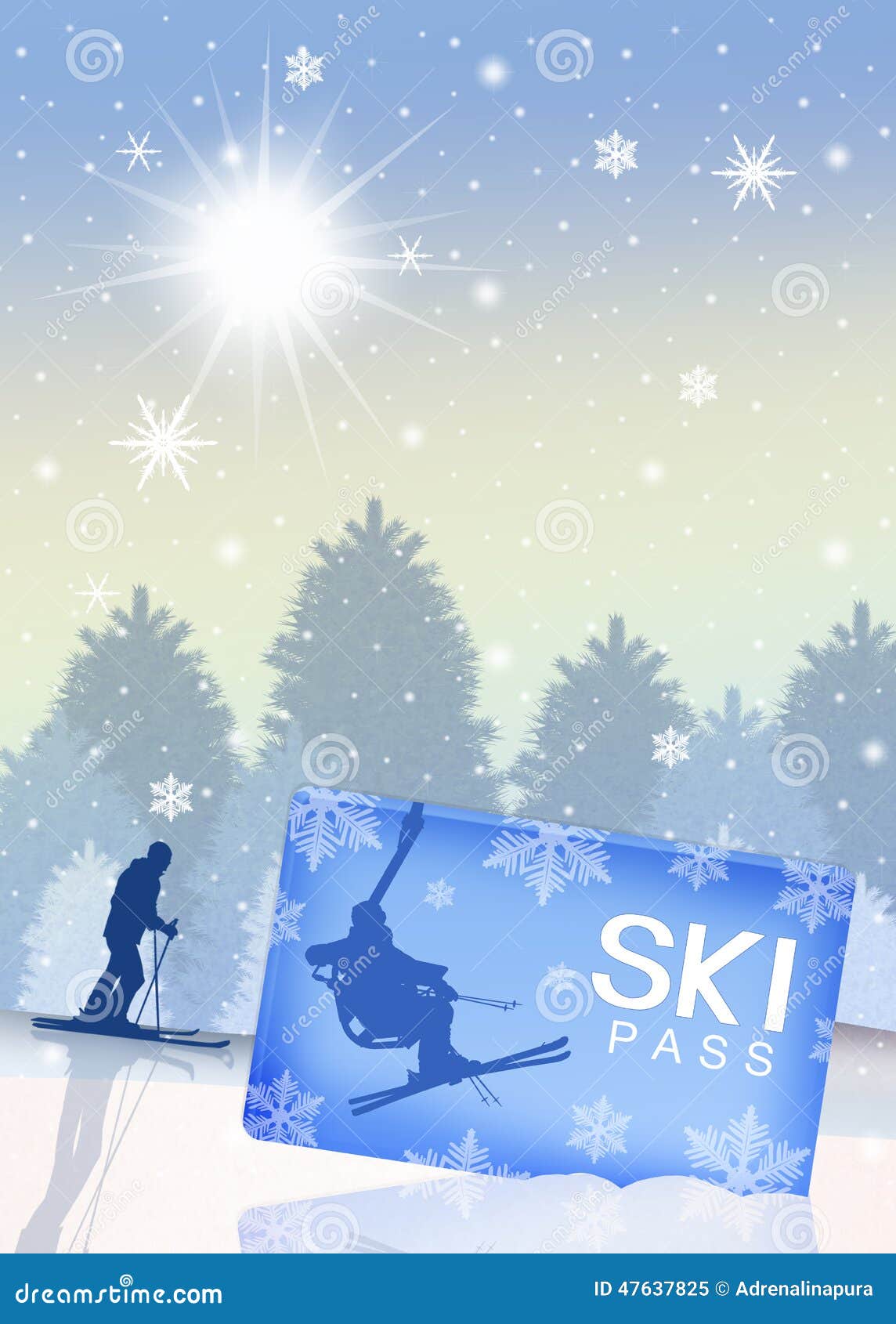 Ski pass stock illustration. Illustration of sunrays - 47637825