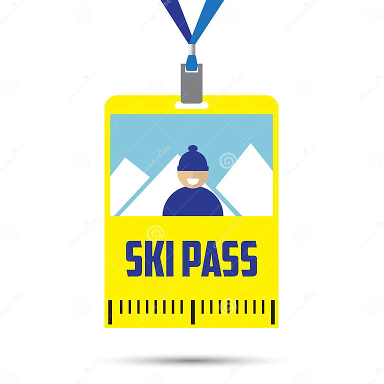Ski Pass Template with Barcode Stock Vector - Illustration of mountain ...