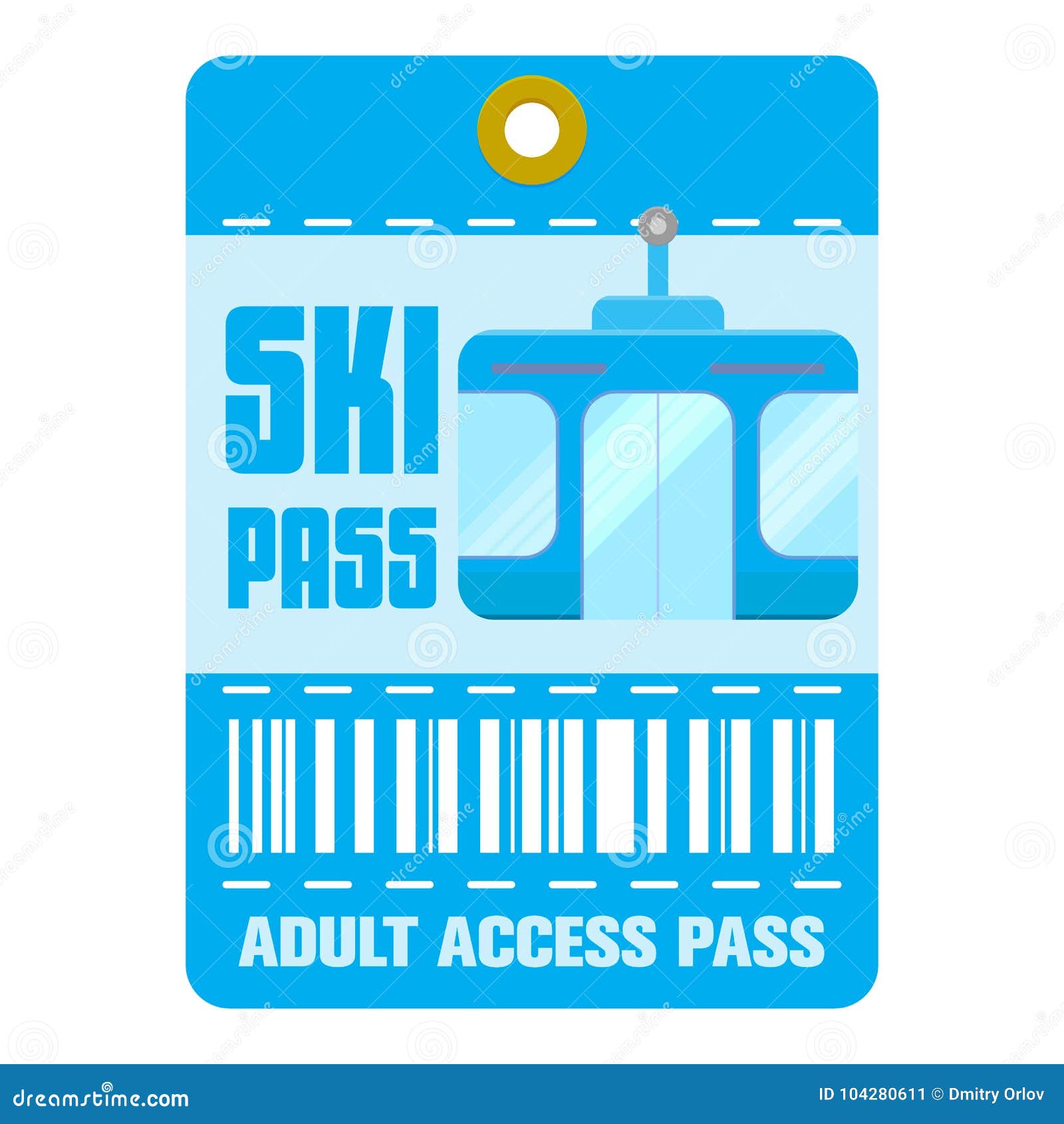 Ski Pass Template , Flat Style Stock Vector - Illustration of skier ...