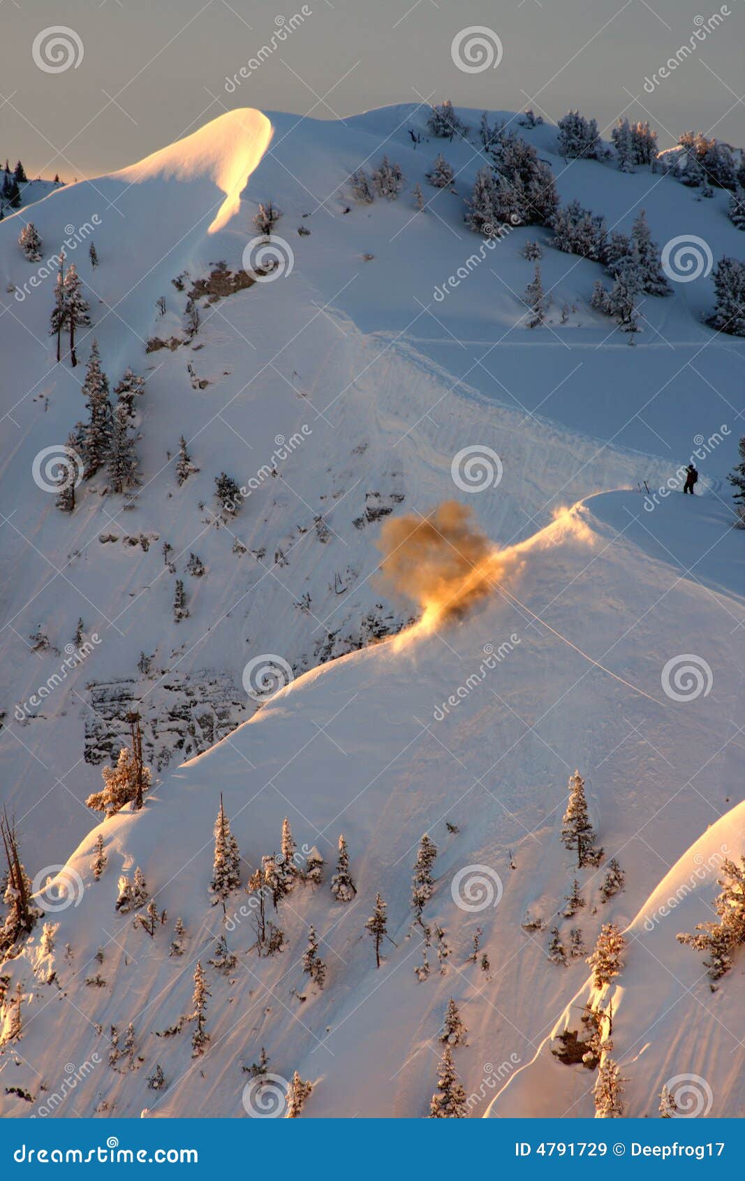 Ski Patrol Avalanche Explosion Stock Image - Image of terrain, people ...