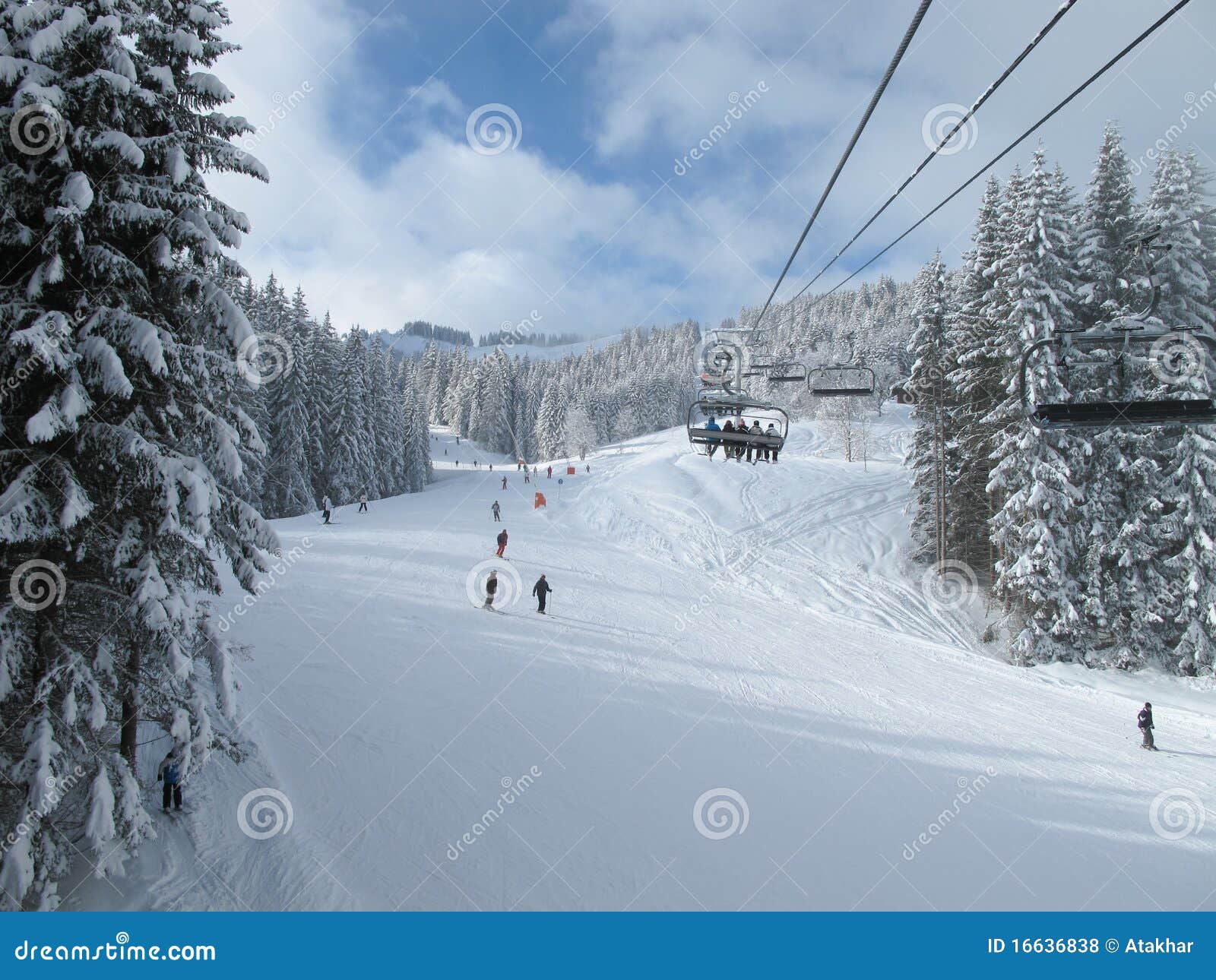 Ski piste and chair lift stock photo. Image of leisure - 16636838