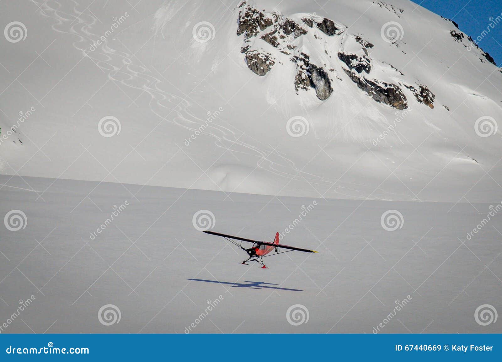 Ski Plane with Ski Tracks, Alaska Stock Afbeelding - Image of mooi ...