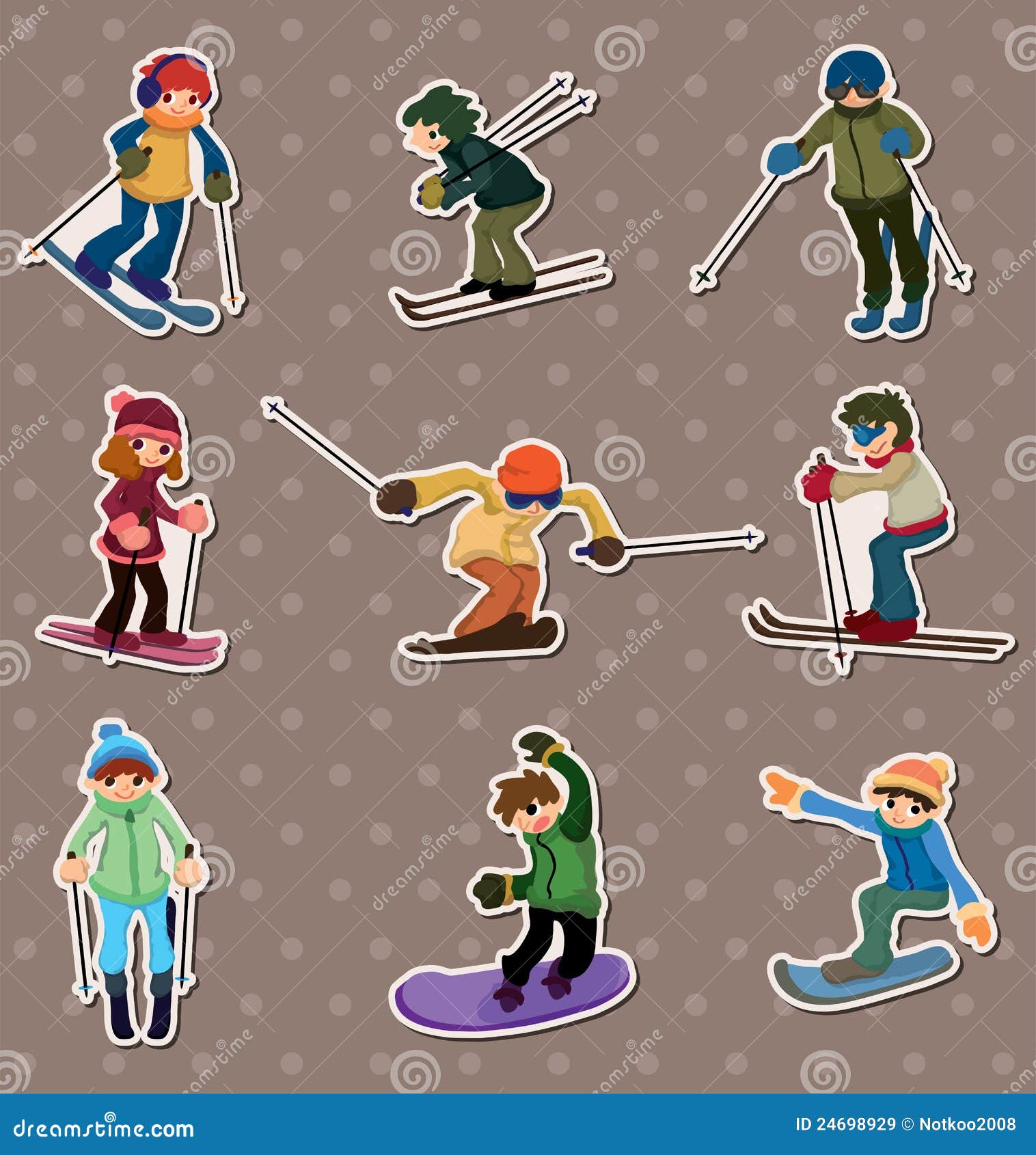 Ski player stickers stock vector. Illustration of cold - 24698929
