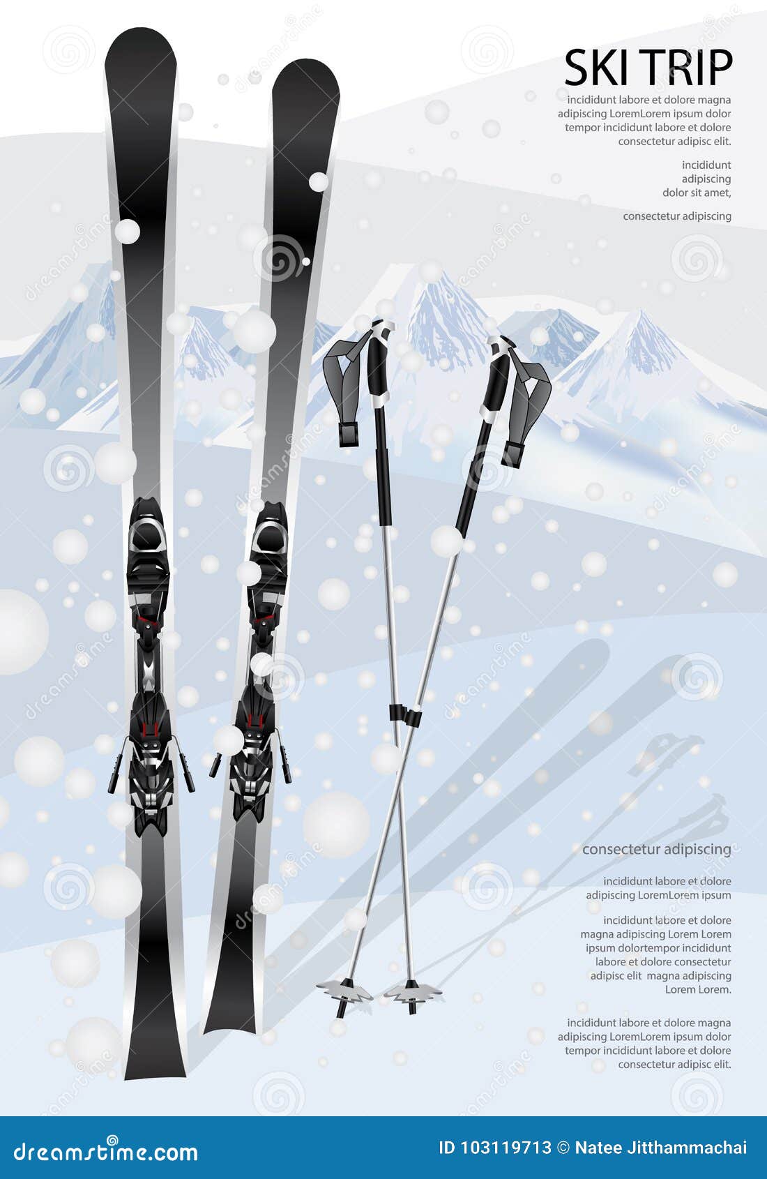 Ski Poster Template vector illustratie. Illustration of vakantie ...