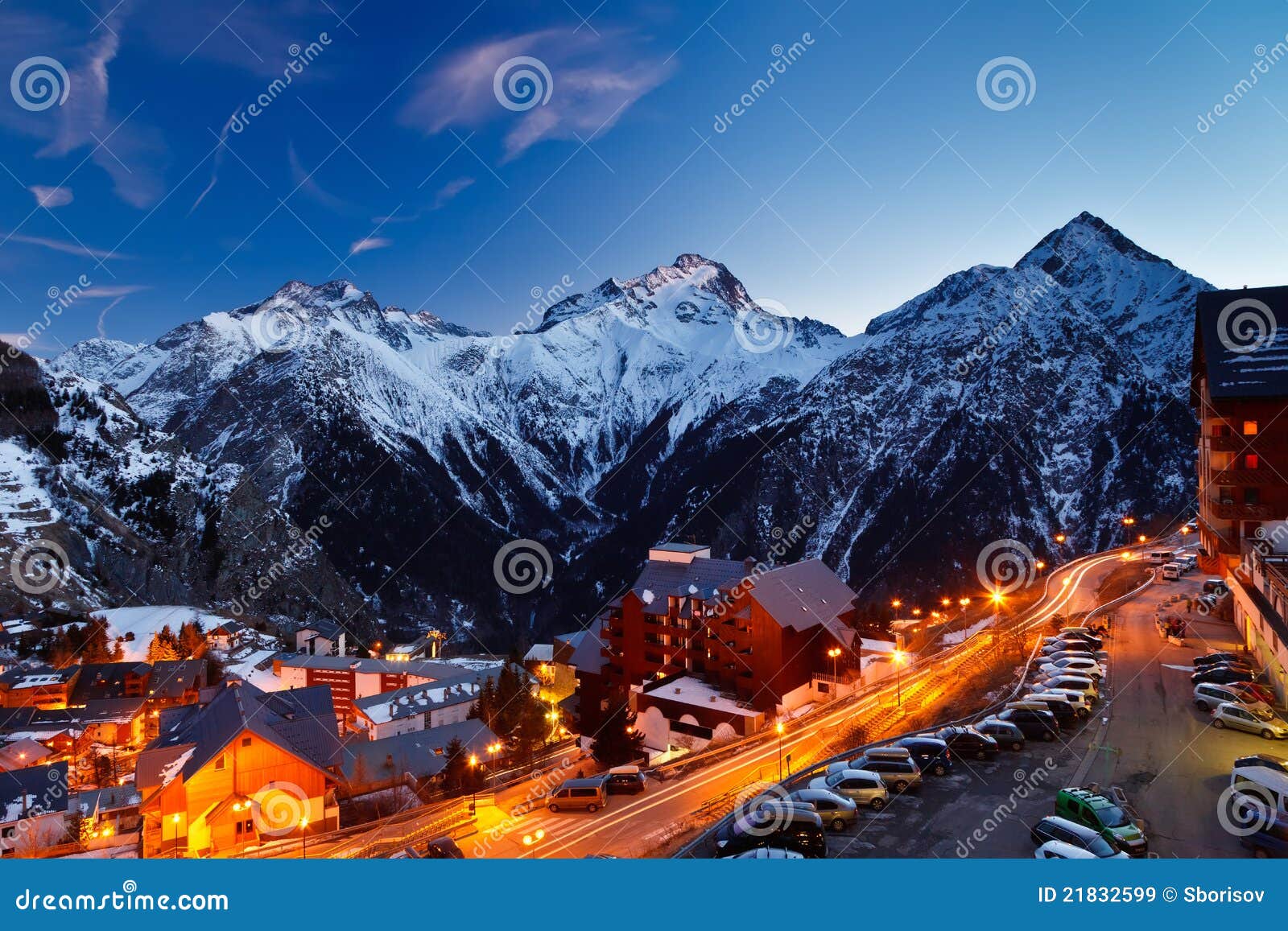 Ski resort in Alps stock image. Image of blue, muzelle - 21832599