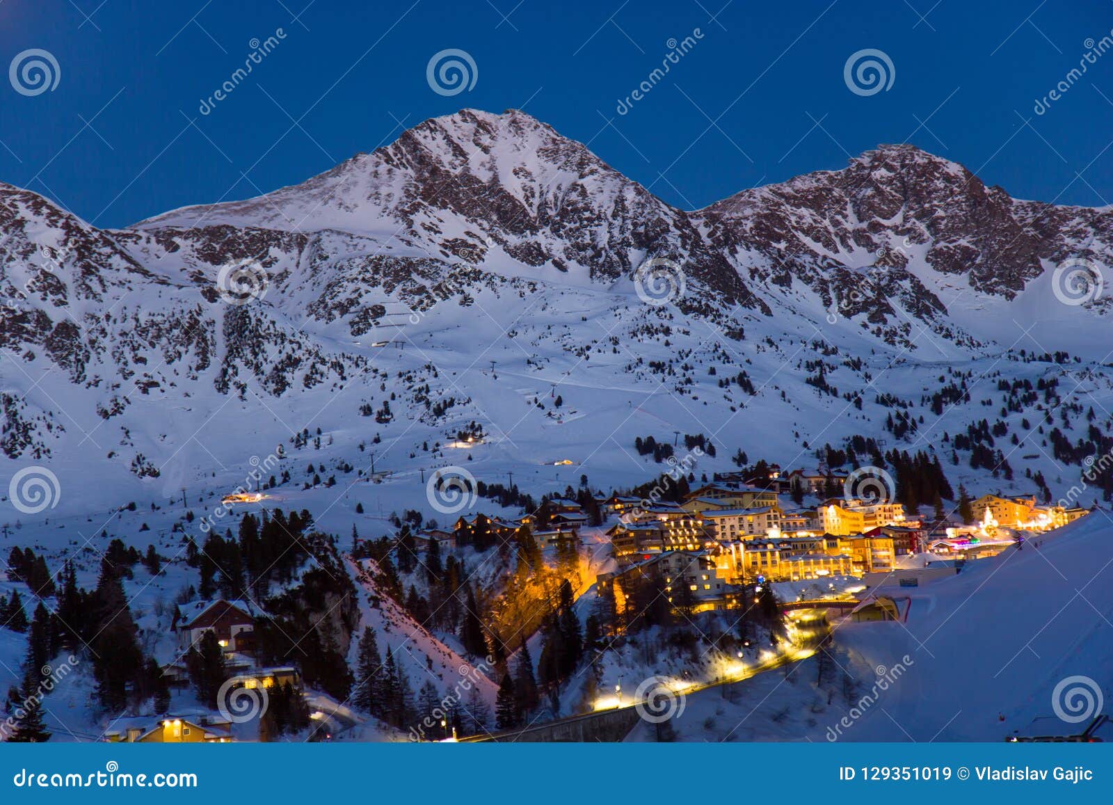 Ski Resort in Austrian Alps by Night Stock Image - Image of austrian ...