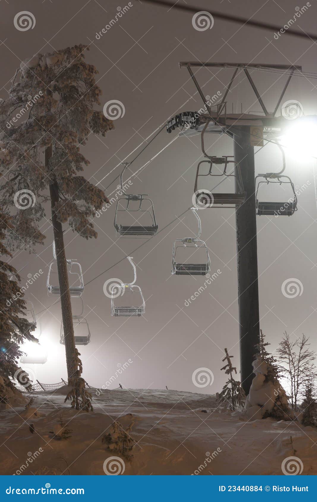 Ski Resort Elevators at Night Stock Photo - Image of rope, dusk: 23440884
