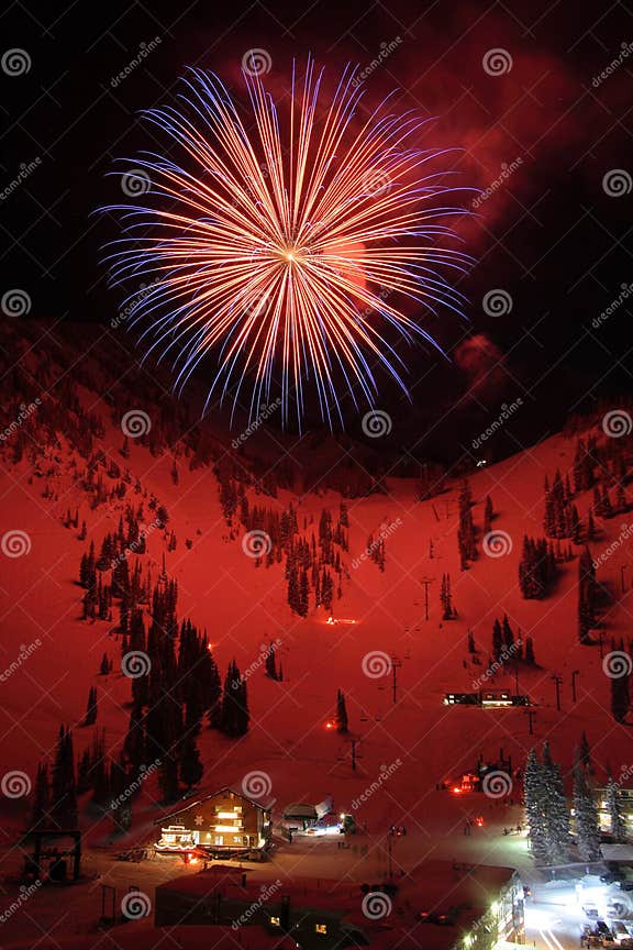 Ski Resort Fireworks stock photo. Image of freedom, blast - 4261806