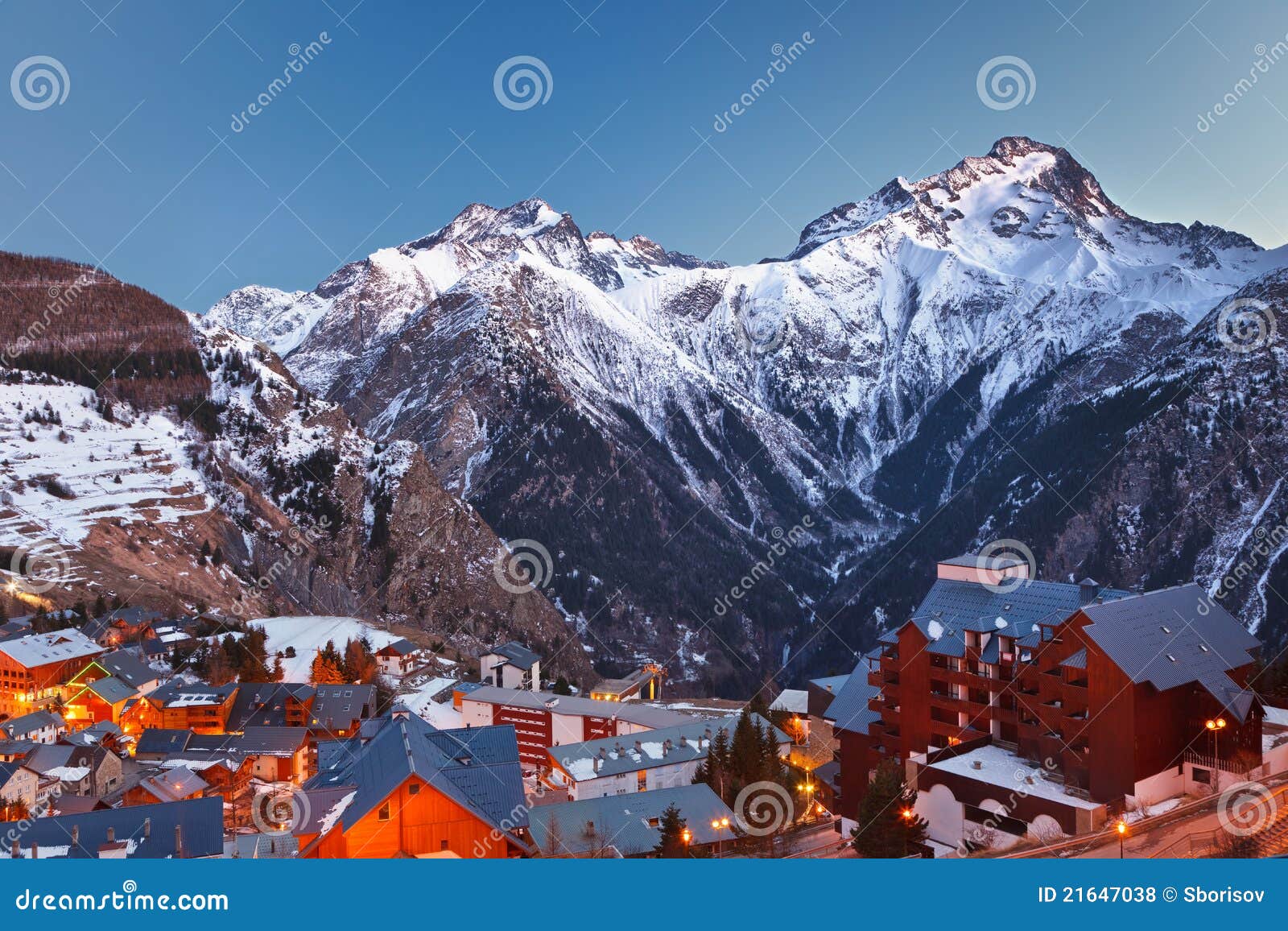 Ski resort in French Alps stock photo. Image of canyon - 21647038