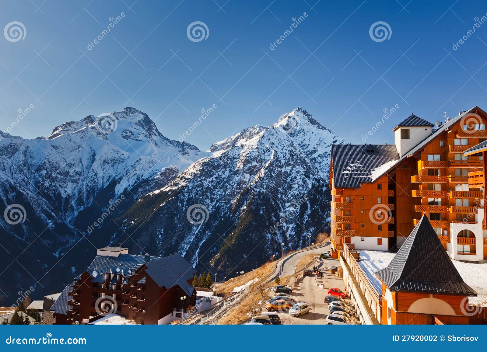 Ski resort in French Alps stock photo. Image of snowy - 27920002