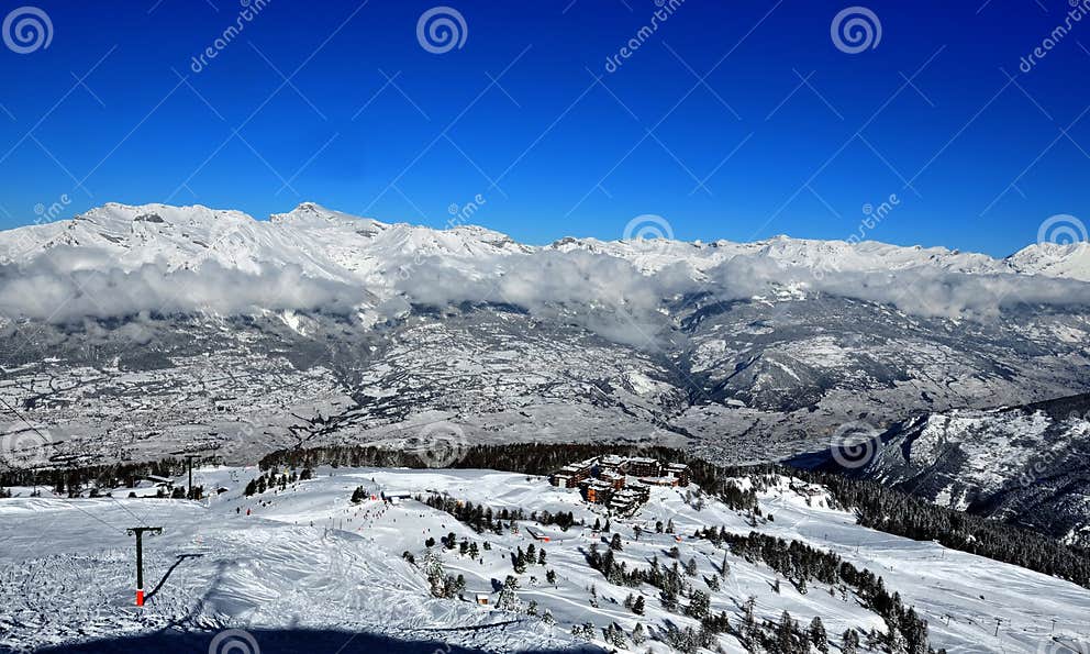 Ski resort of thyon stock photo. Image of rhone, thyon - 7360484