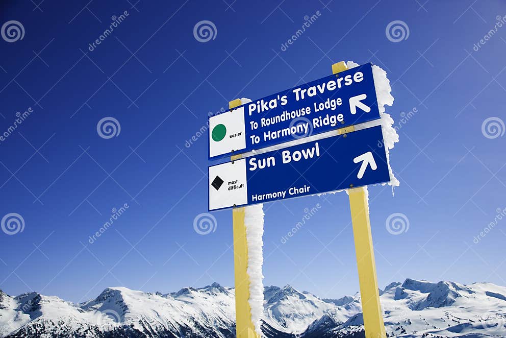 Ski resort trail signs. stock image. Image of gear, difficult - 2037671