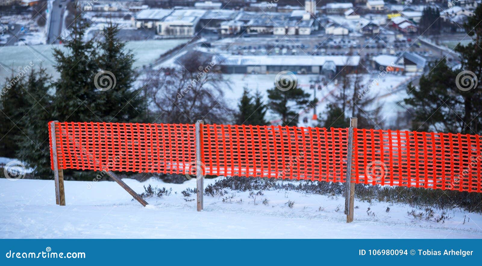 Ski Safety Fence in the Winter Stock Photo - Image of sports, fence ...