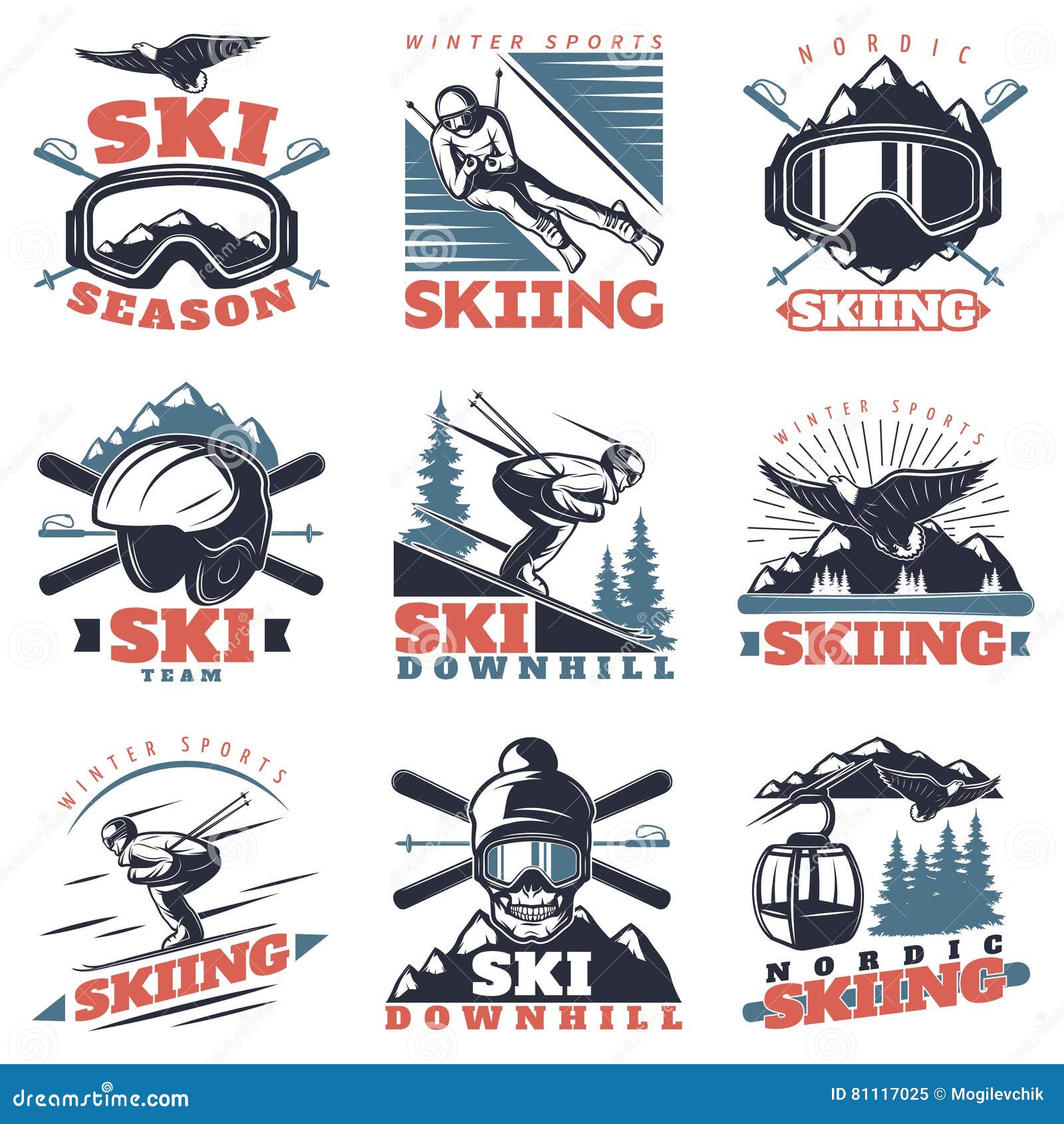 Ski Season Emblem Set ilustração do vetor. Ilustração de papel - 81117025