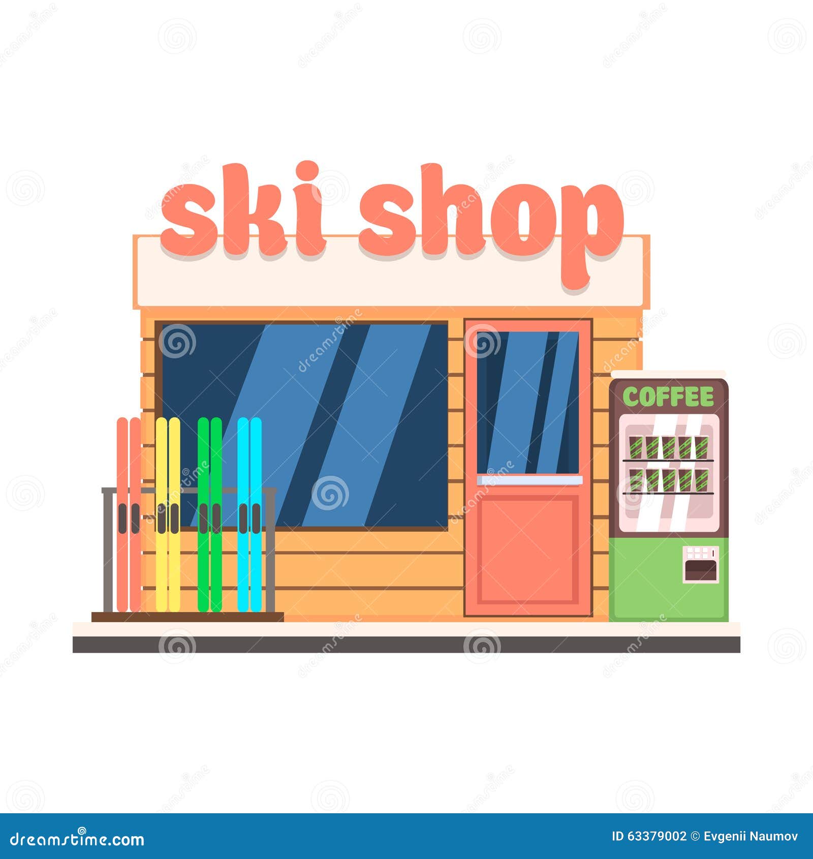 Ski Shop Front. Vector Illustration Stock Vector - Illustration of ...