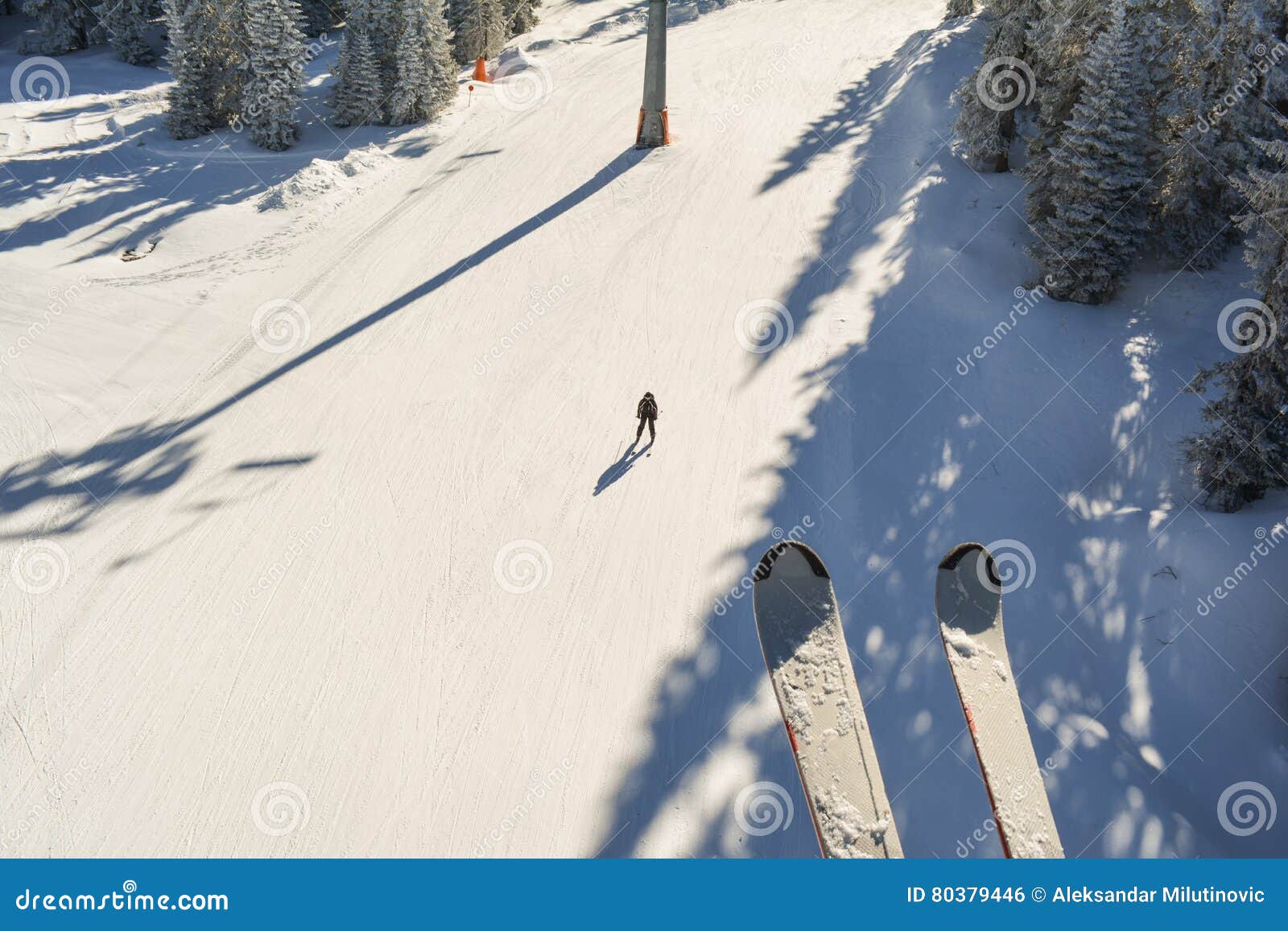 Ski slope from above stock photo. Image of holiday, resort - 80379446
