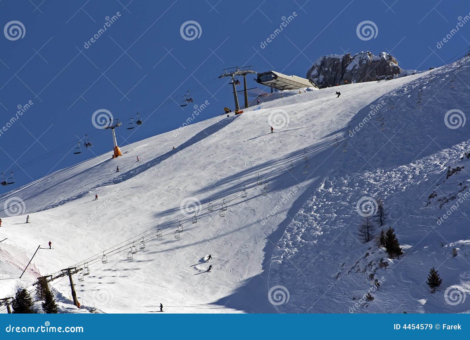 Ski Slope in Alpine Mountains Stock Image - Image of piste, lift: 4454579