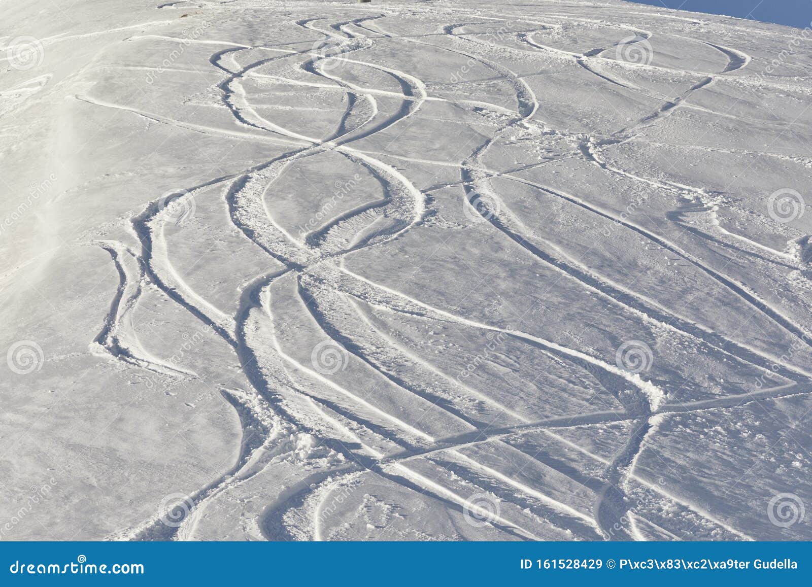 Ski Slope with Fresh Curves Stock Image - Image of snowy, snow: 161528429