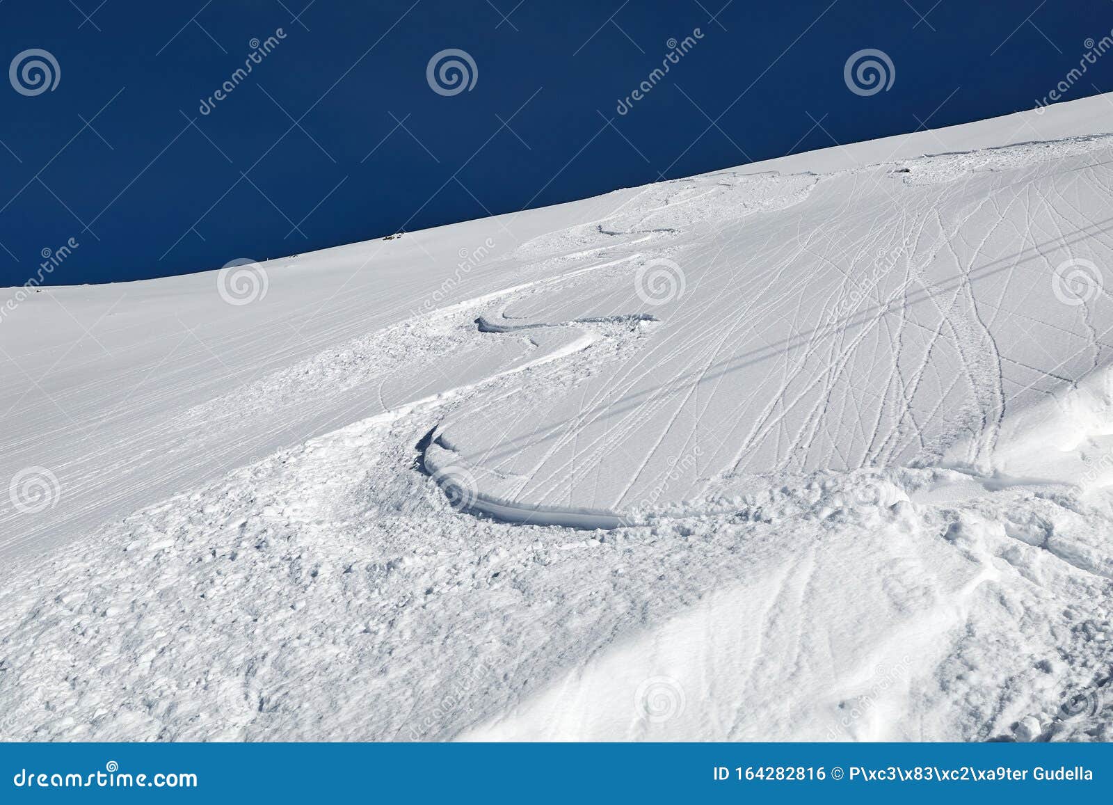 Ski Slope with Fresh Curves Stock Photo - Image of fresh, curves: 164282816