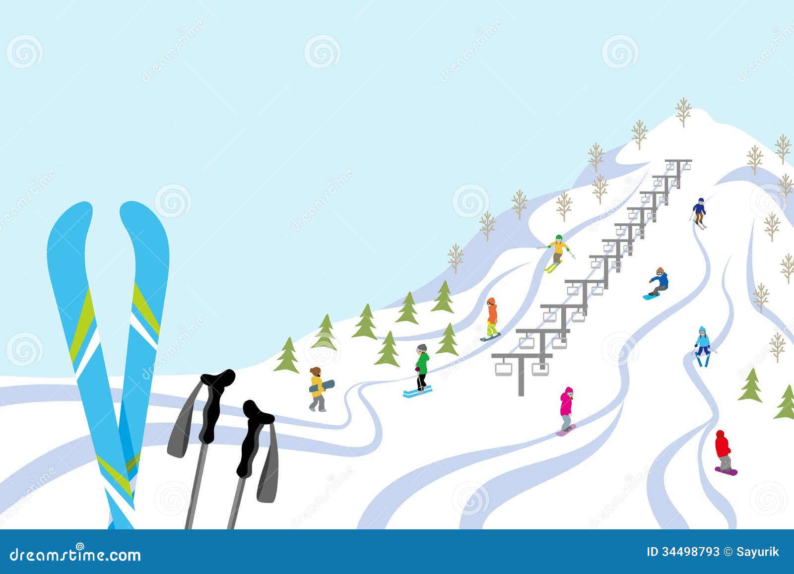 Ski slope, Horizontal stock vector. Illustration of season - 34498793